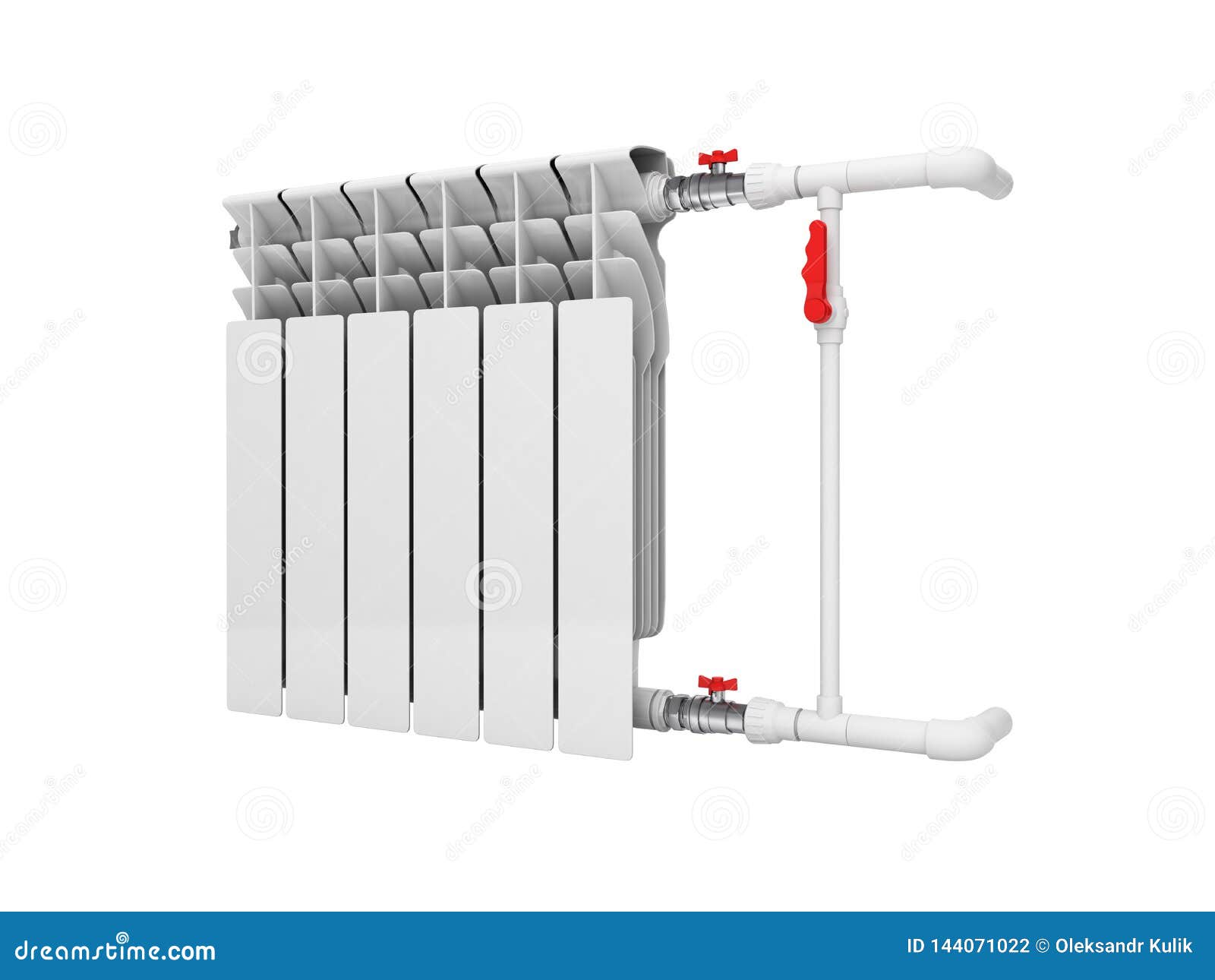 Heating White Radiator Isolated On White Background Without Shadow 3d ...
