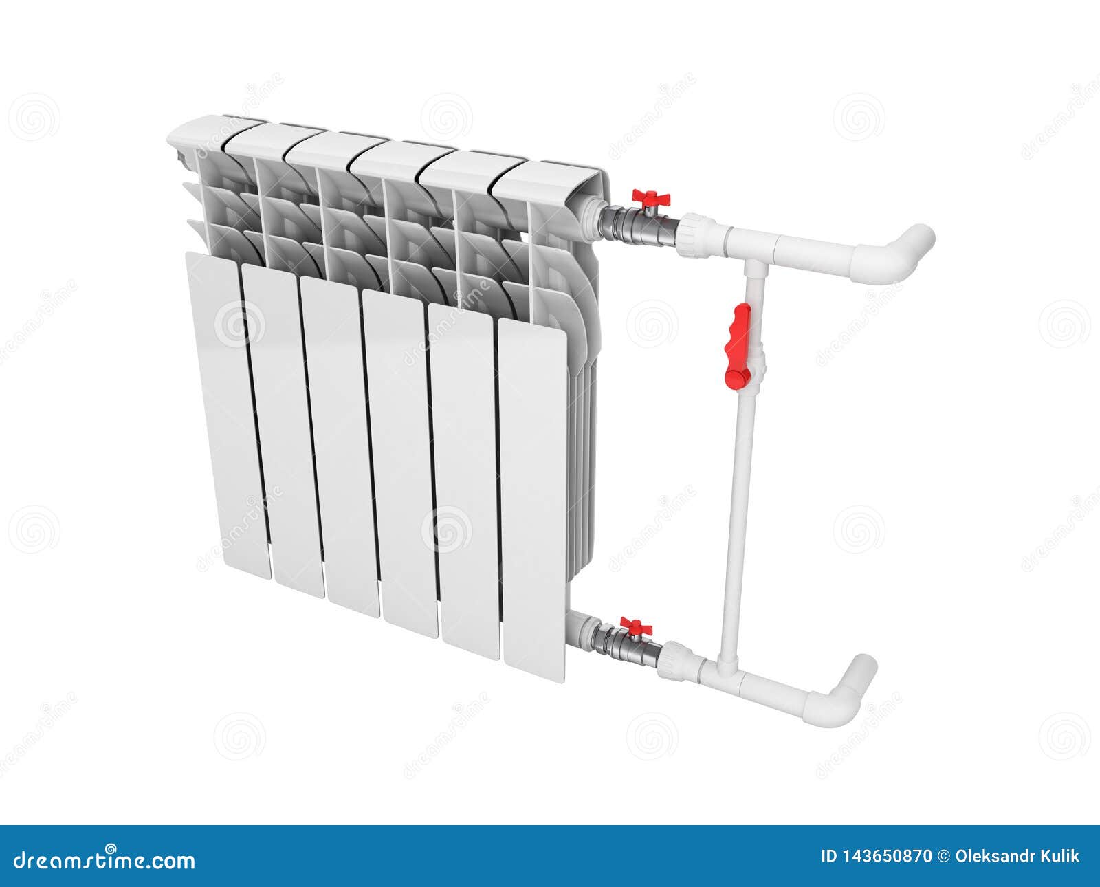 Heating White Radiator Isolated On White Background Without Shadow 3d ...