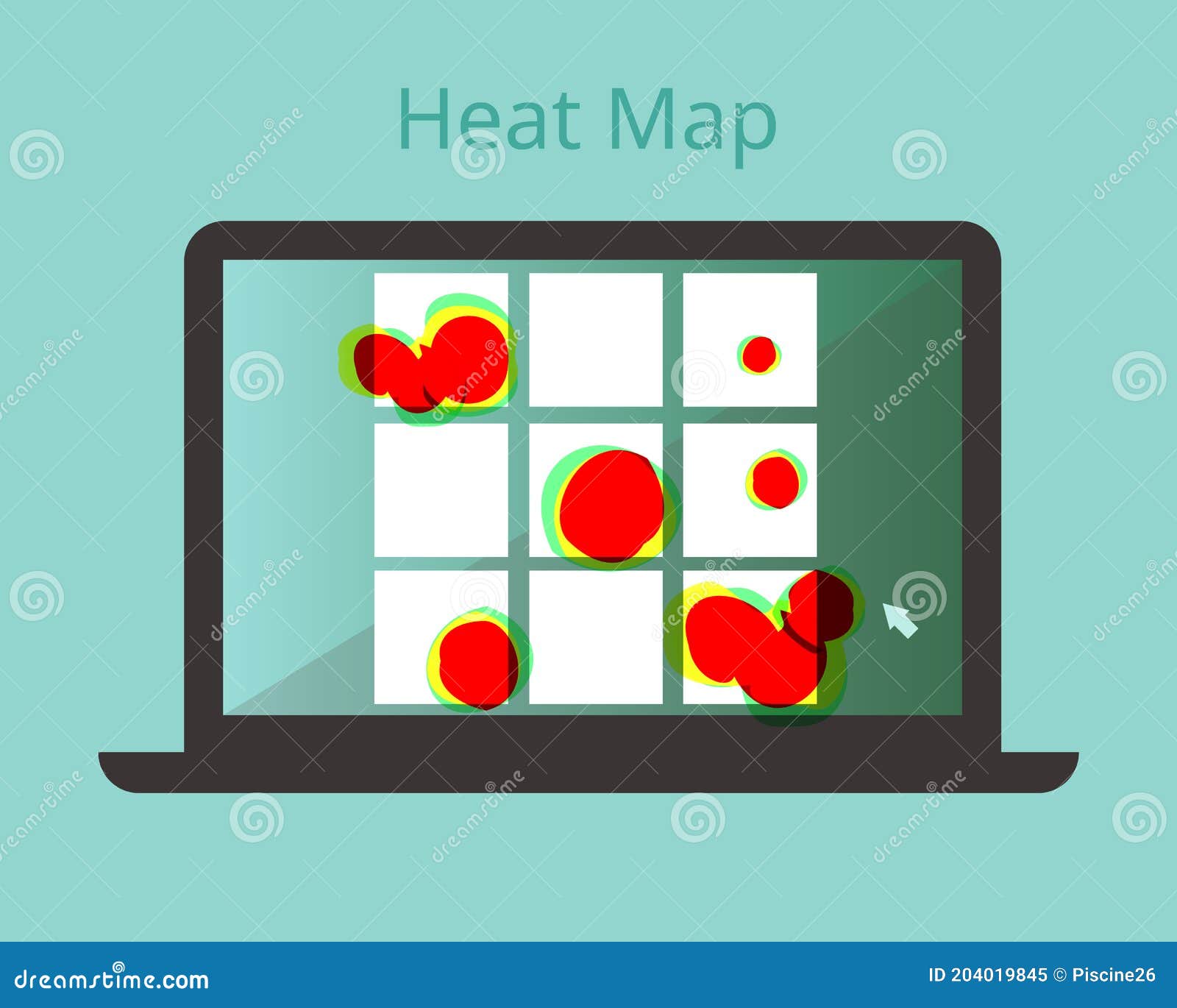 Heatmap Webpage Shows User Behavior On Each Banner Vector ...