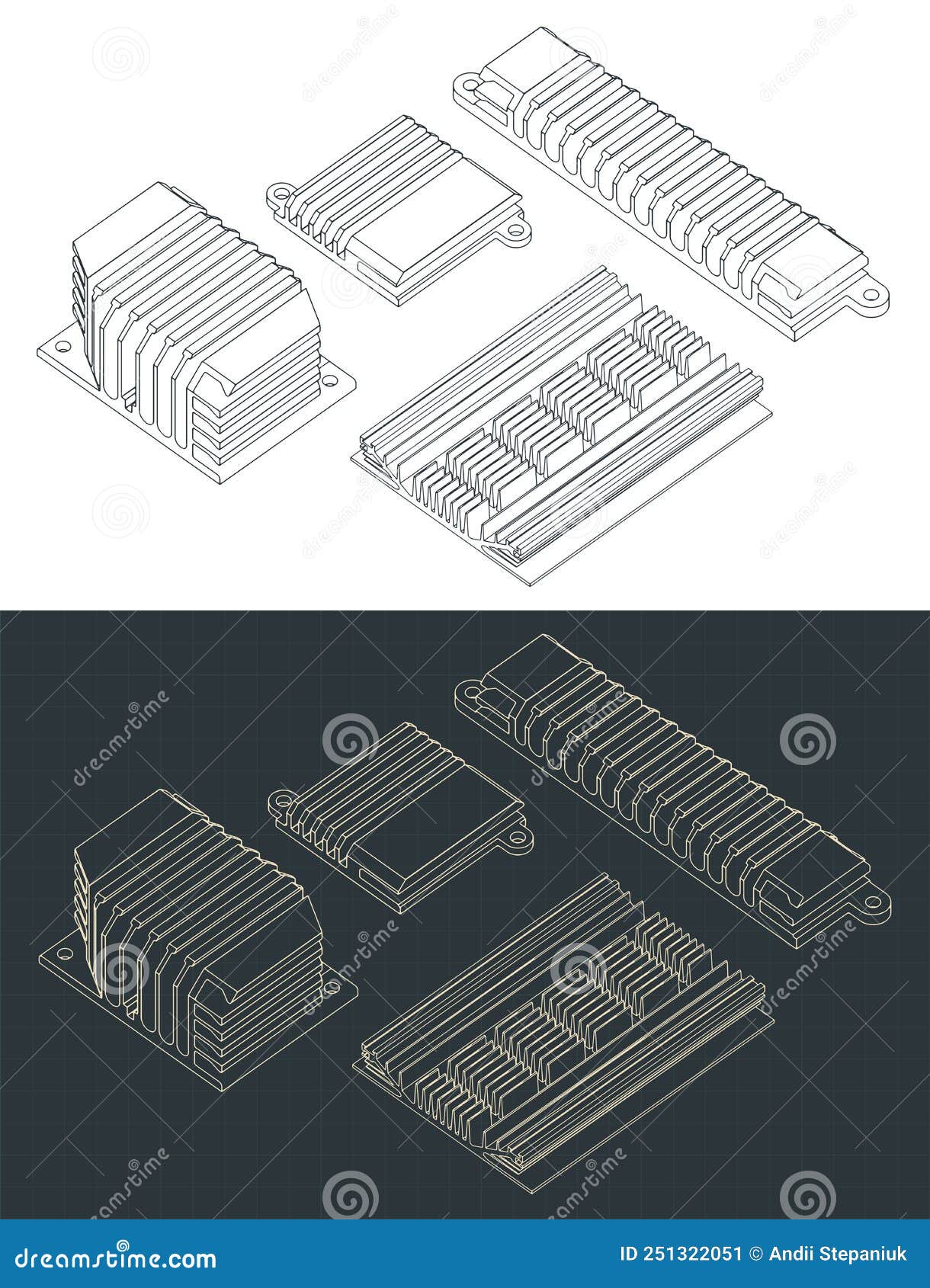 Heatsinks set blueprints stock vector. Illustration of component ...