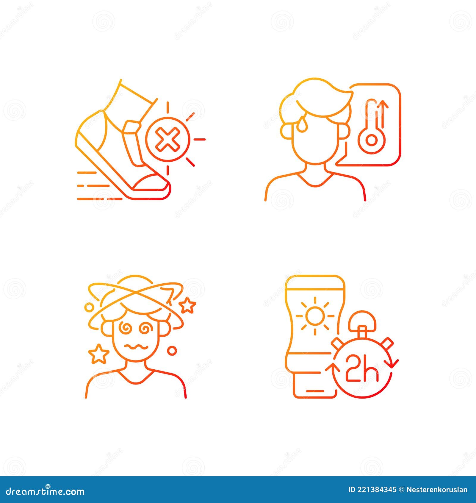 Heatstroke Line Icon Set. Included Icons As Heat, Stroke, Faint, Hot ...