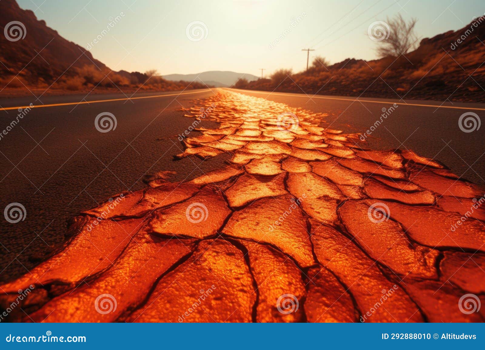 Heatwave Visual Effect on an Asphalt Road Stock Photo - Image of ...
