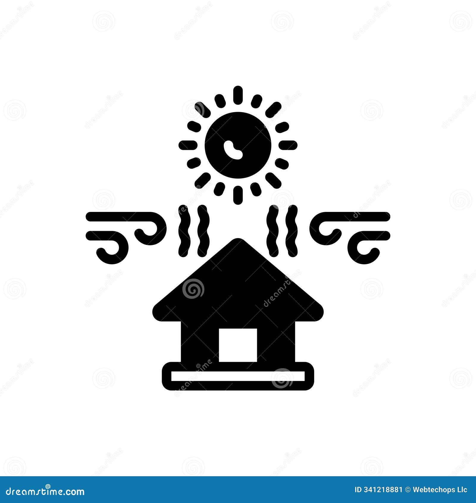 Black Solid Icon for Heatwaves, Sun and Hot Stock Illustration ...