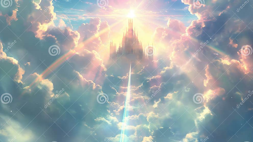 Heaven Castle in the Sky, Bright Stock Illustration - Illustration of ...