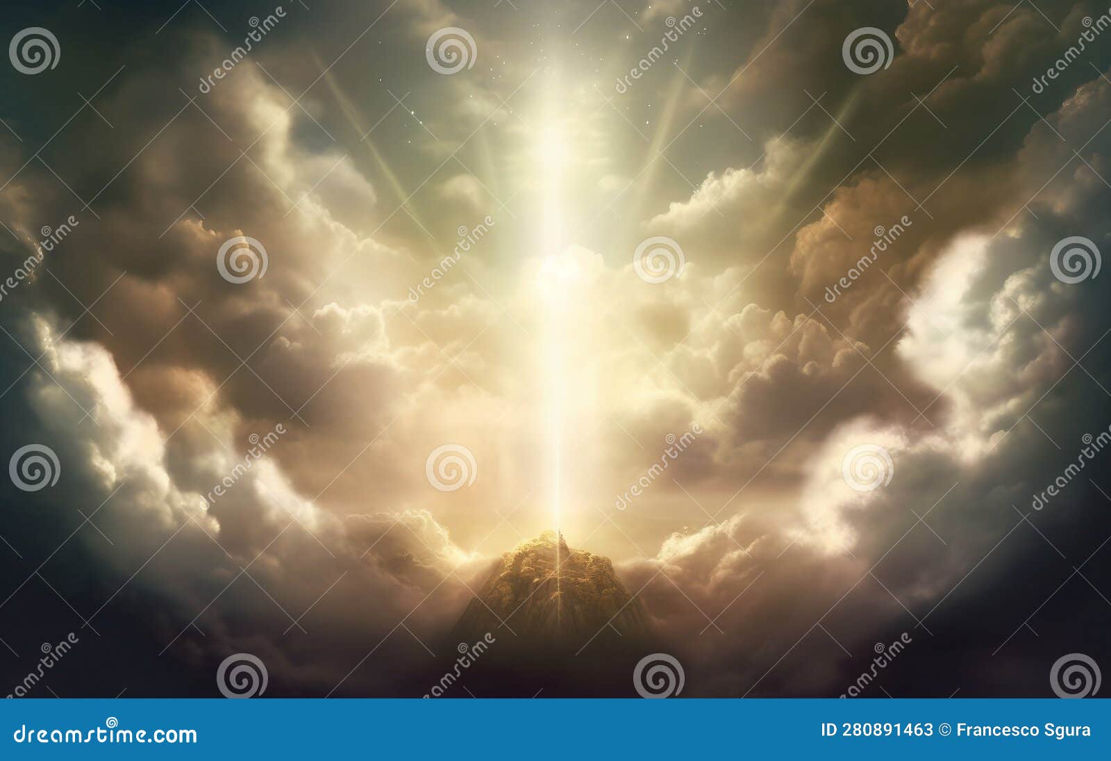 Heaven with Clouds an Beam of Lights Stock Illustration - Illustration ...