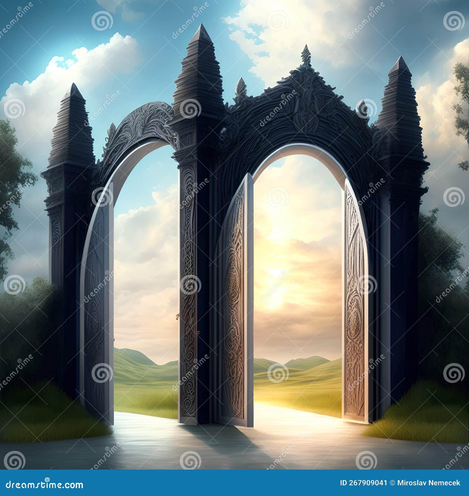 Heaven Gate, Generative AI Illustration Stock Illustration ...