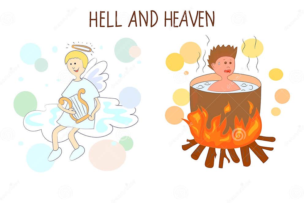 Heaven and Hell Cartoon Vector Illustration. Stock Vector ...