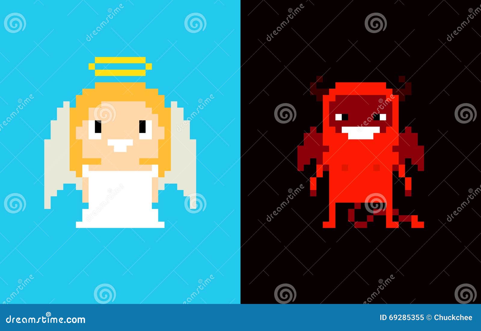 Pixel Art Hell Dangerous Girl Vector Illustration | CartoonDealer.com ...