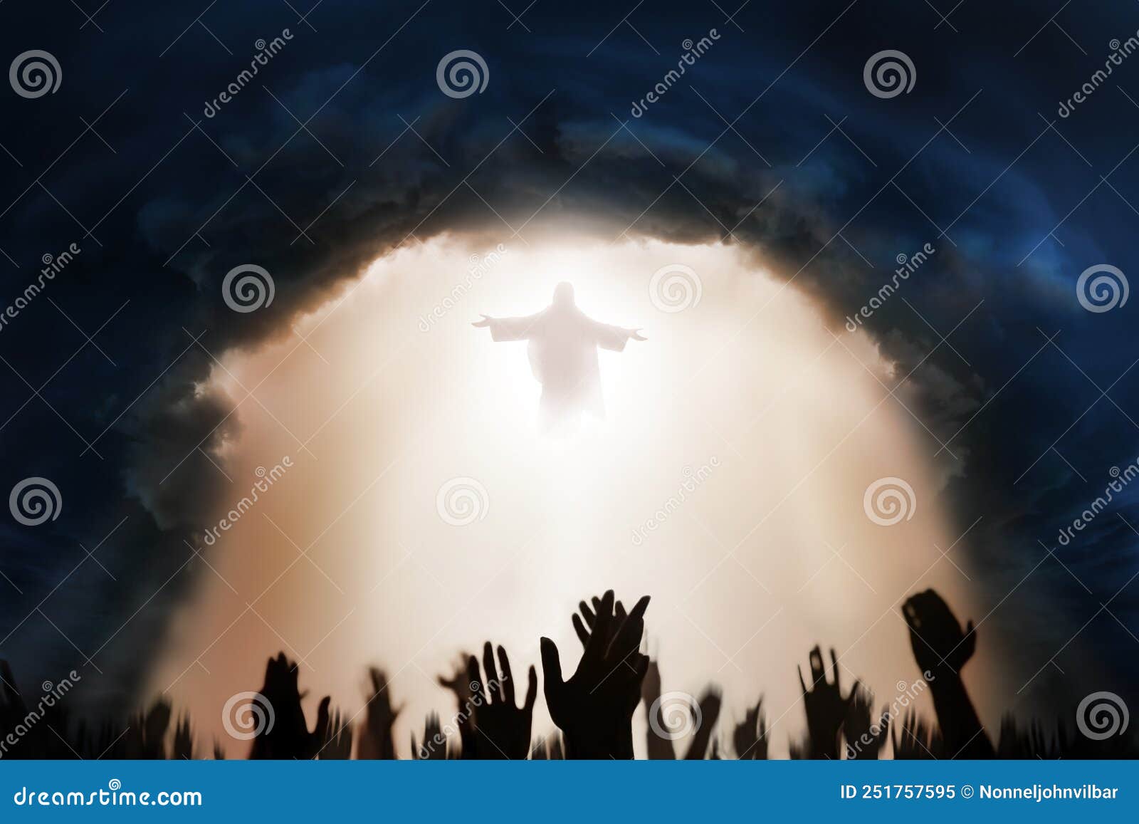 Heaven Opens As God Comes Down To Earth for the Final Judgment Stock ...