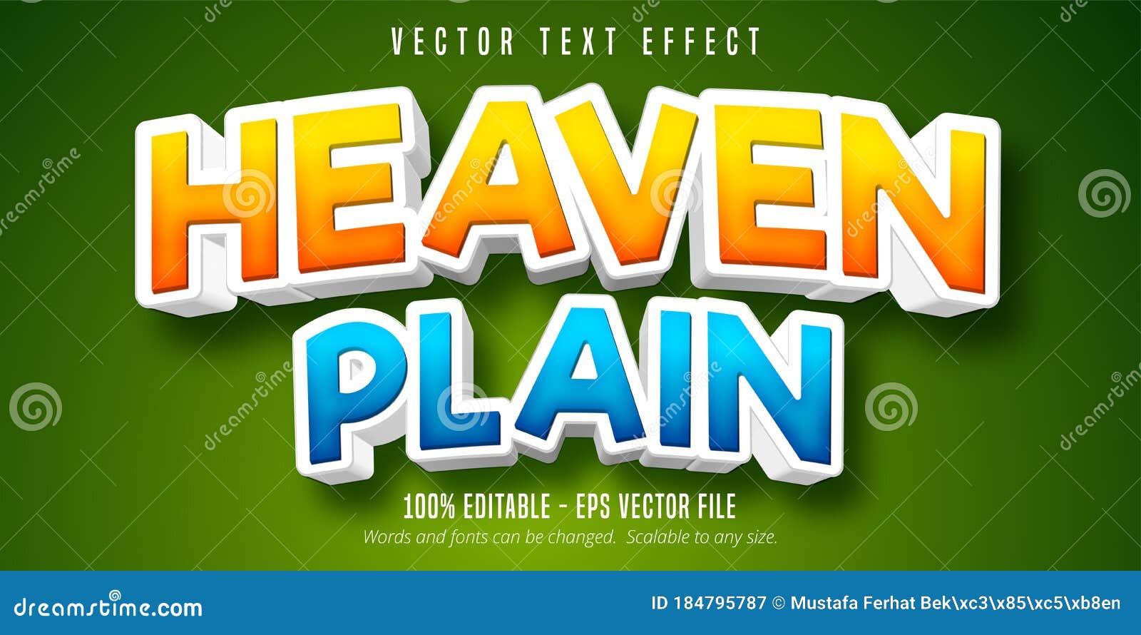 Heaven Plain Text Effect, Editable Font Style Stock Vector ...