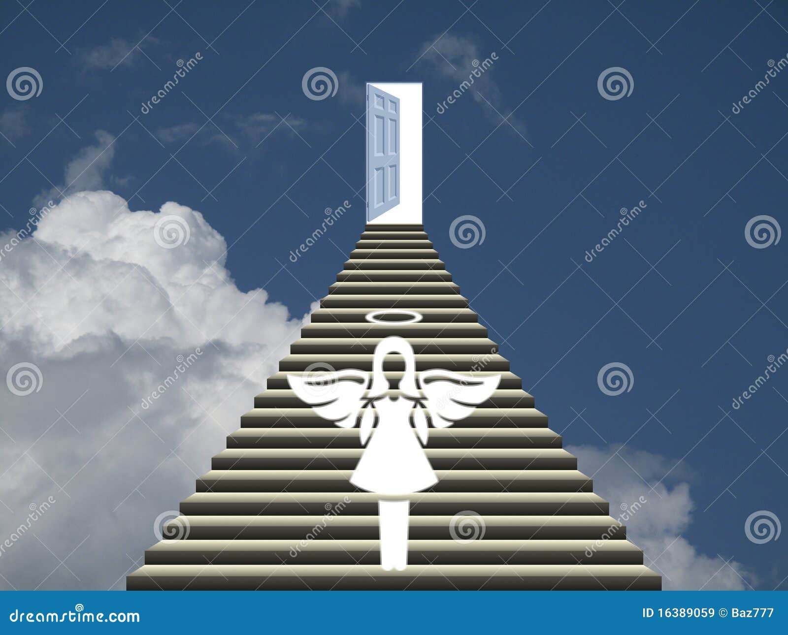 Heaven with Welcoming Angel Stock Illustration - Illustration of divine ...