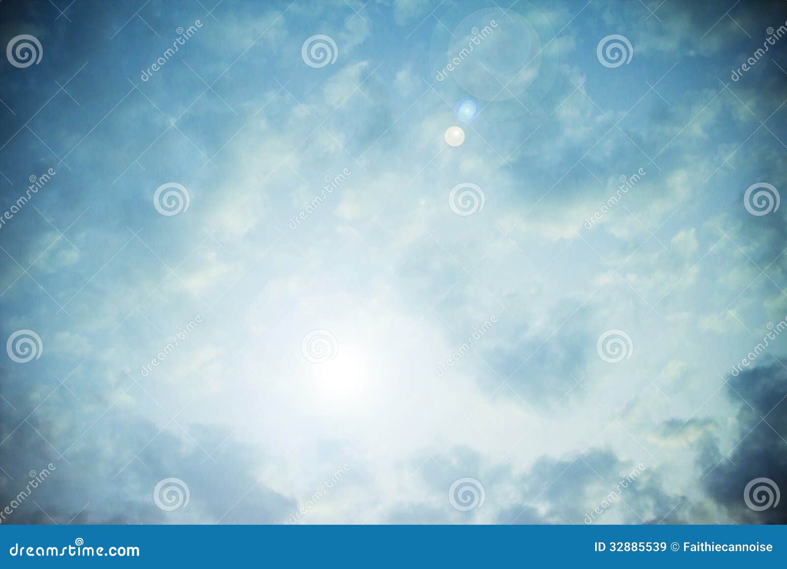 Heavenly Bright Blue Sky with Sun Flare Stock Image - Image of life ...