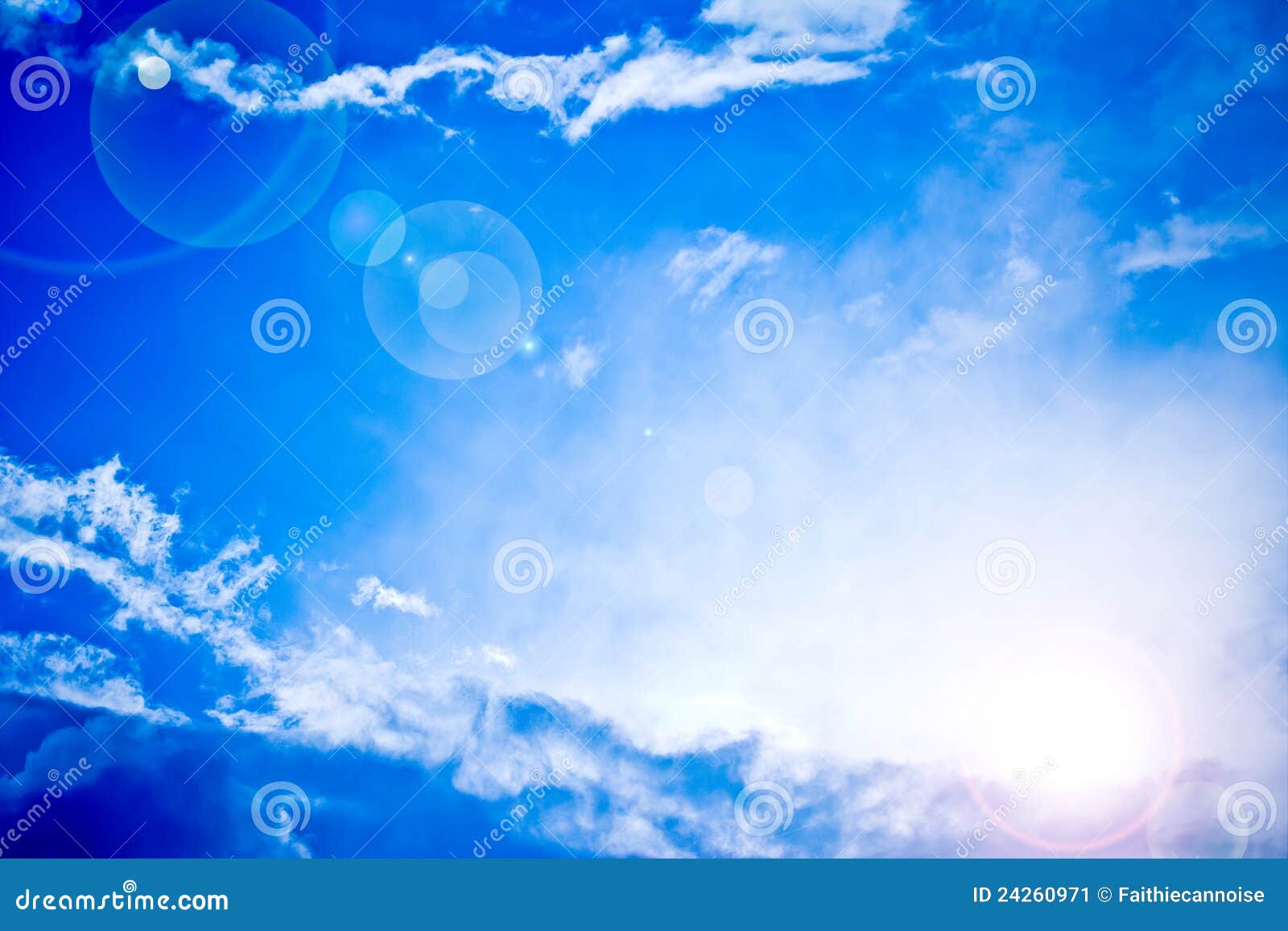 Heavenly Bright Blue Sky with Sun Rays Stock Image - Image of religion ...