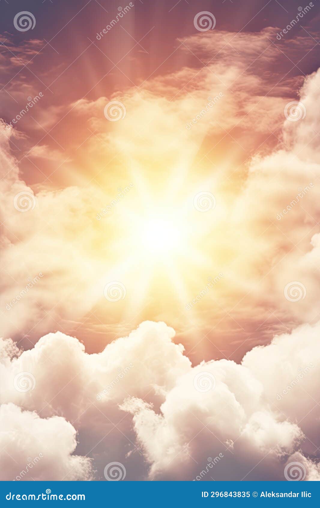 Heavenly Clouds in the Sky with Sun Rays. Generative Ai Stock ...