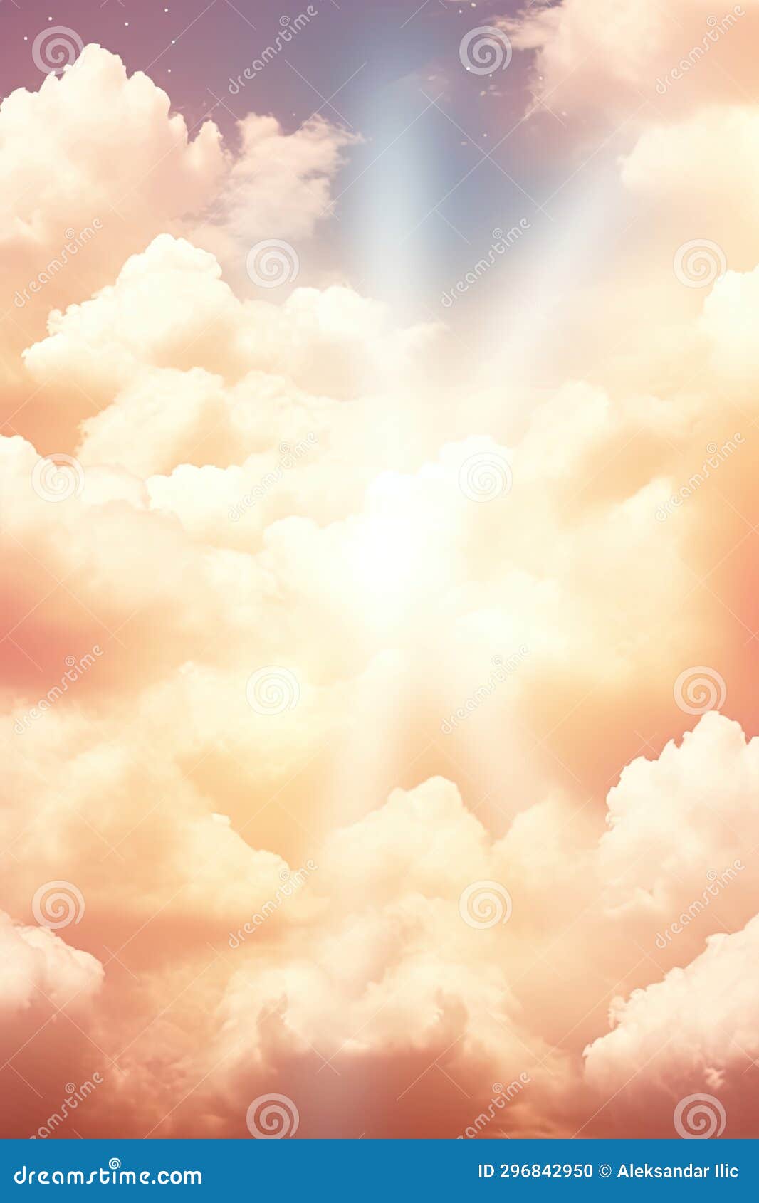 Heavenly Clouds in the Sky with Sun Rays. Generative Ai Stock ...