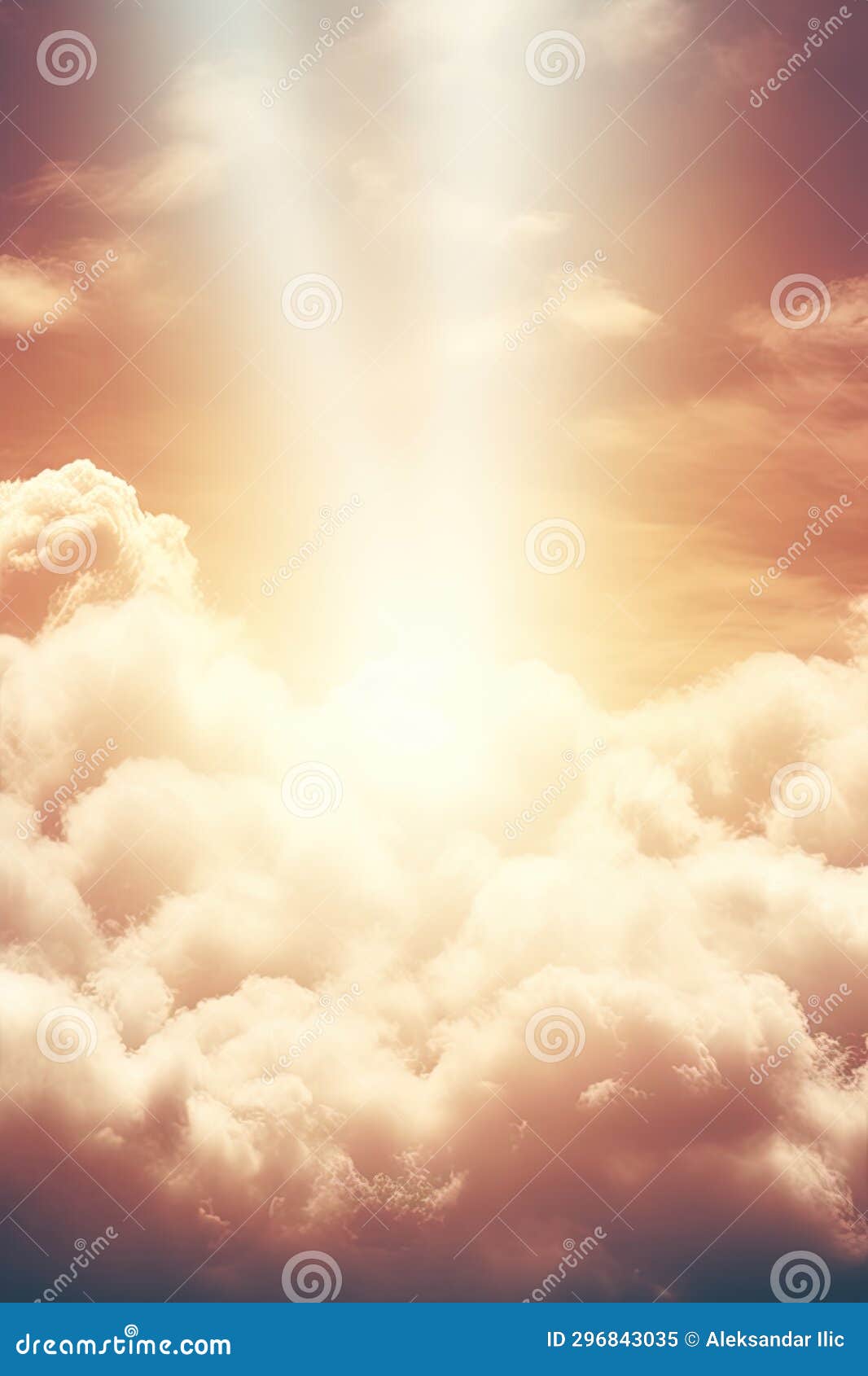 Heavenly Clouds in the Sky with Sun Rays. Generative Ai Stock ...