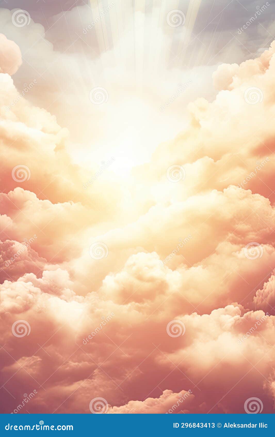 Heavenly Clouds in the Sky with Sun Rays. Generative Ai Stock ...