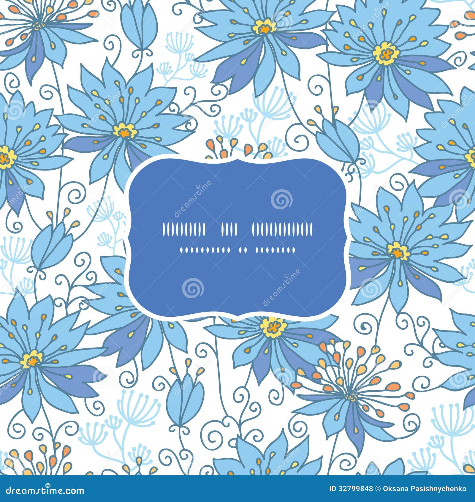 Heavenly Flowers Frame Seamless Pattern Background Stock Vector - Image ...