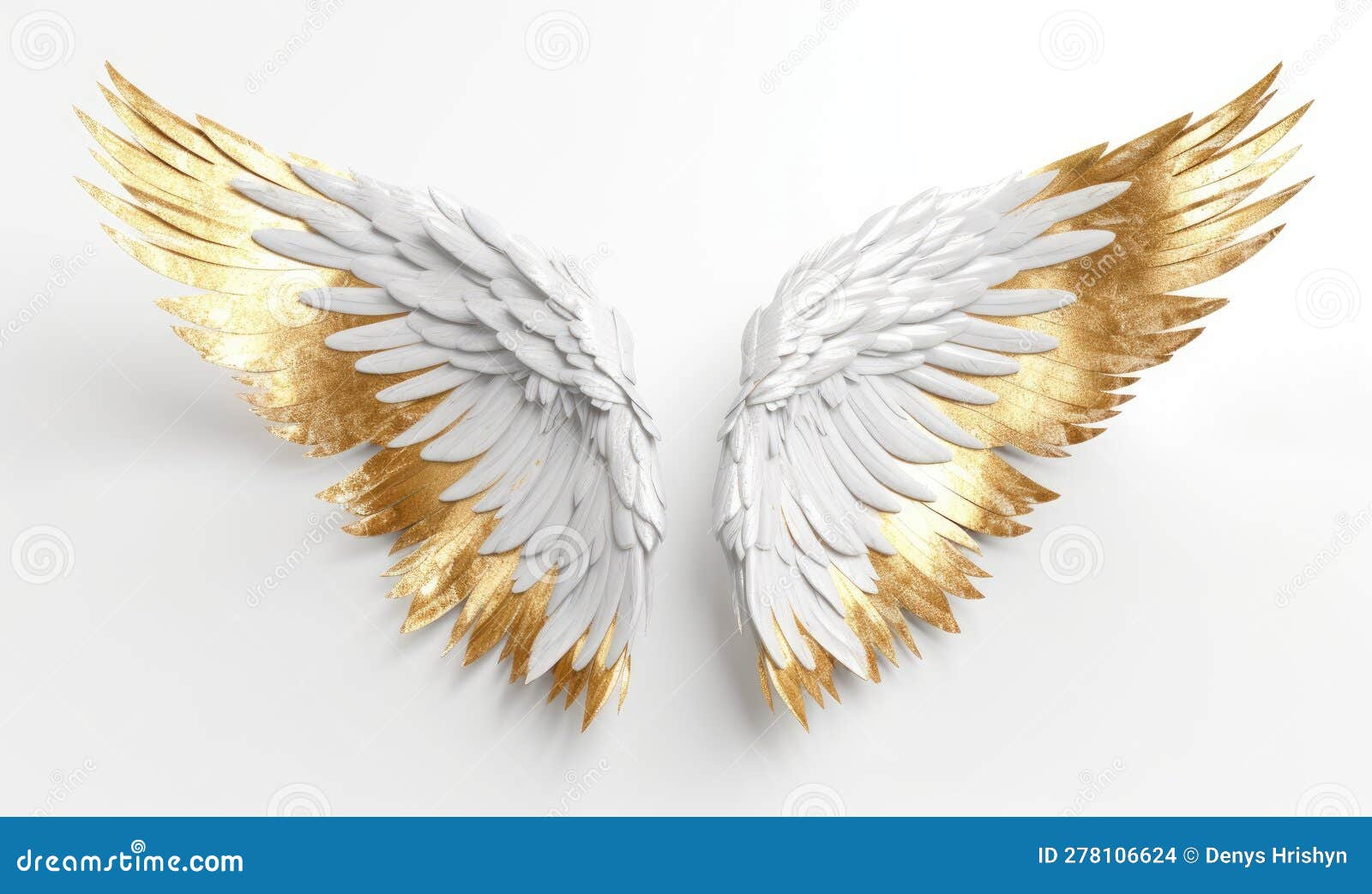 Heavenly Golden and White Angel Wings in Serene White Background ...