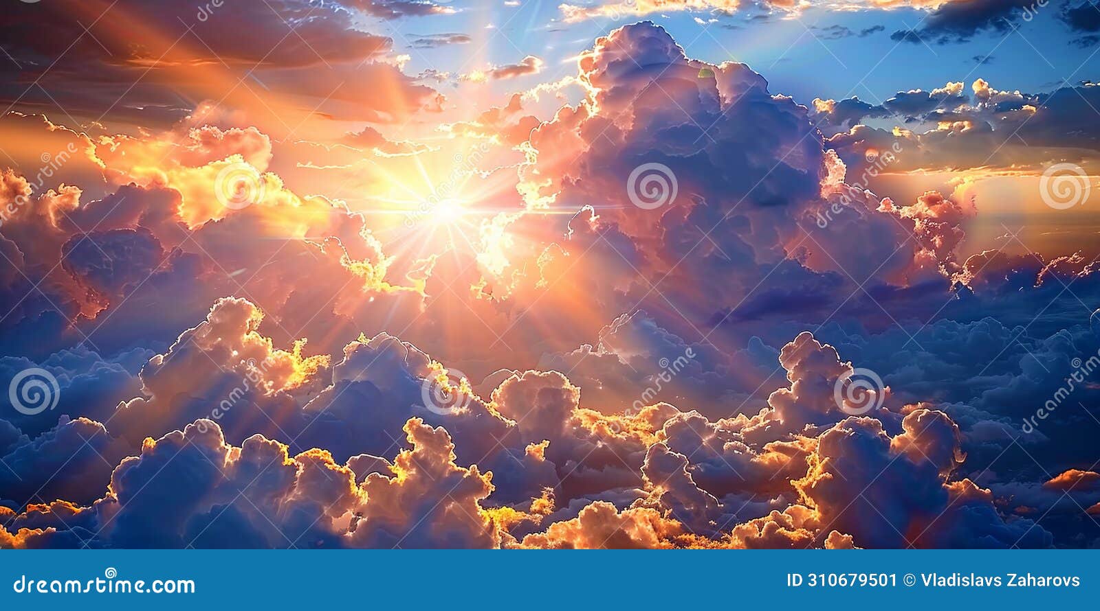 Heavenly Landscape with a Ray of Light Piercing the Cloud Stock Image ...