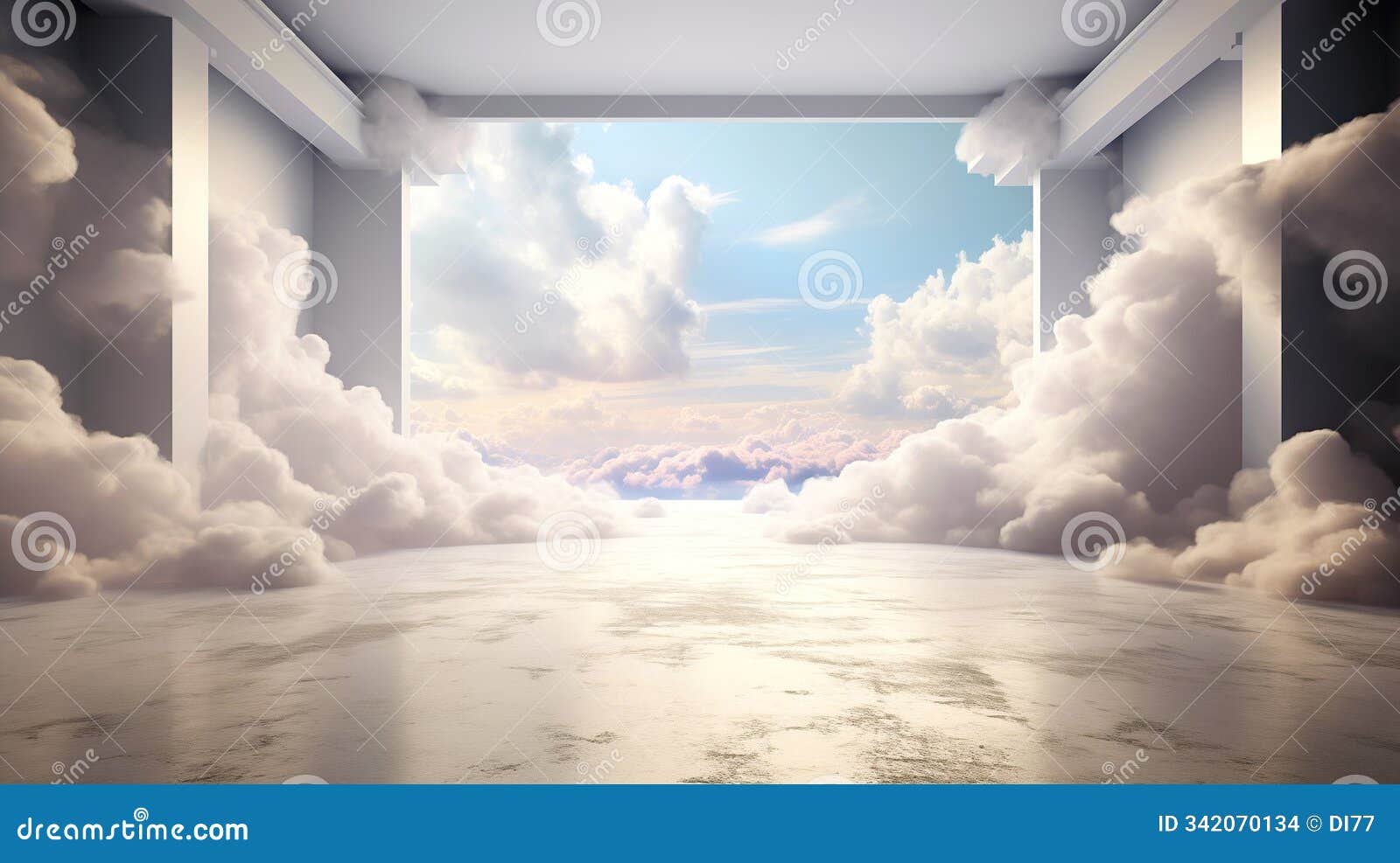 Heavenly Sky View through Open Window - Dreamy Clouds and Serene ...