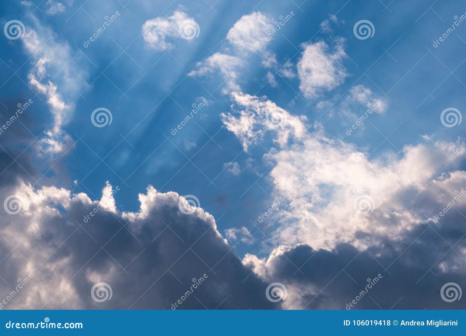Heavenly Sunrays Through Clouds, Wallpaper For Desktop Stock ...