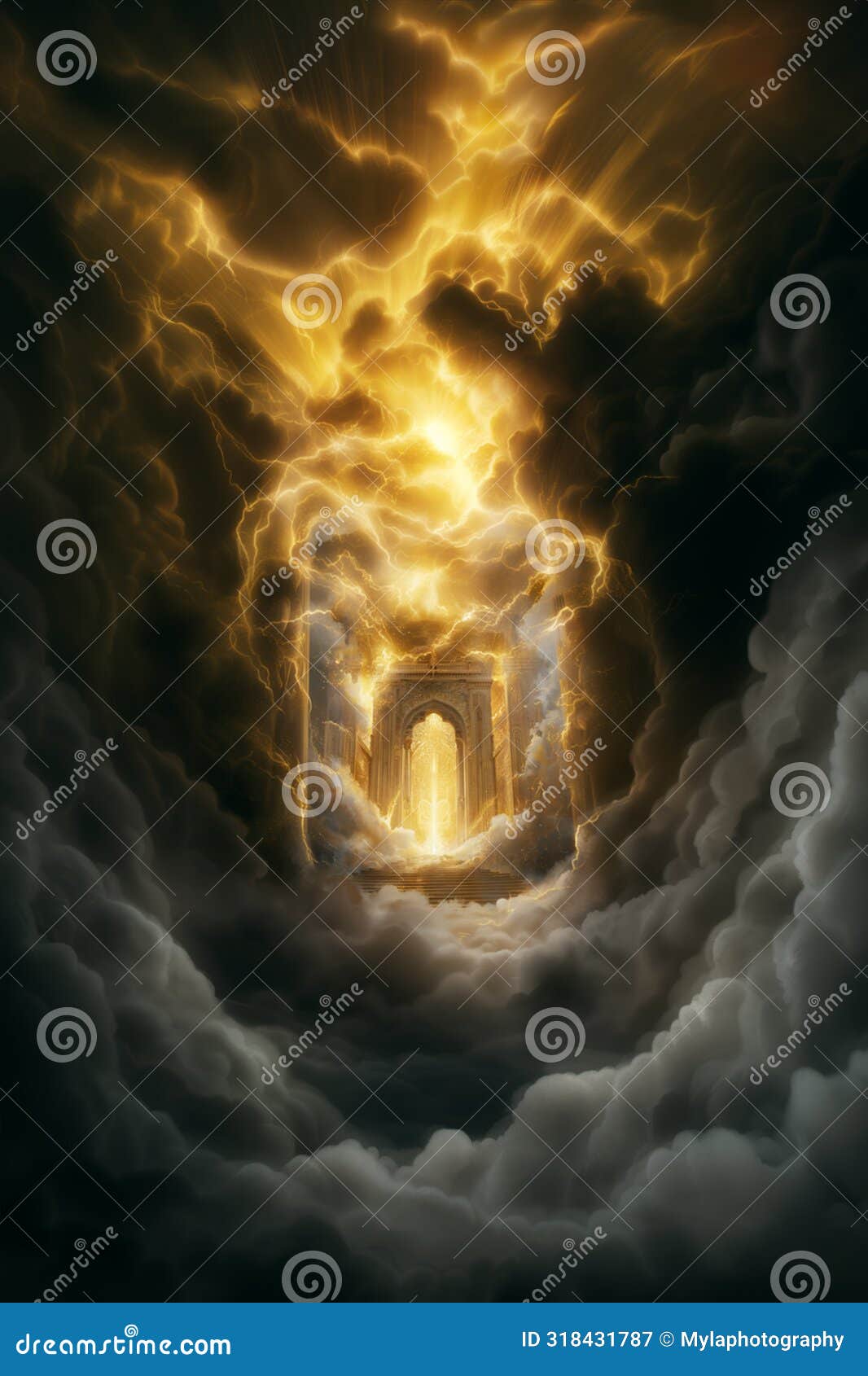 Heavens Open Gates Against a Blue and Cloudy Background Stock ...