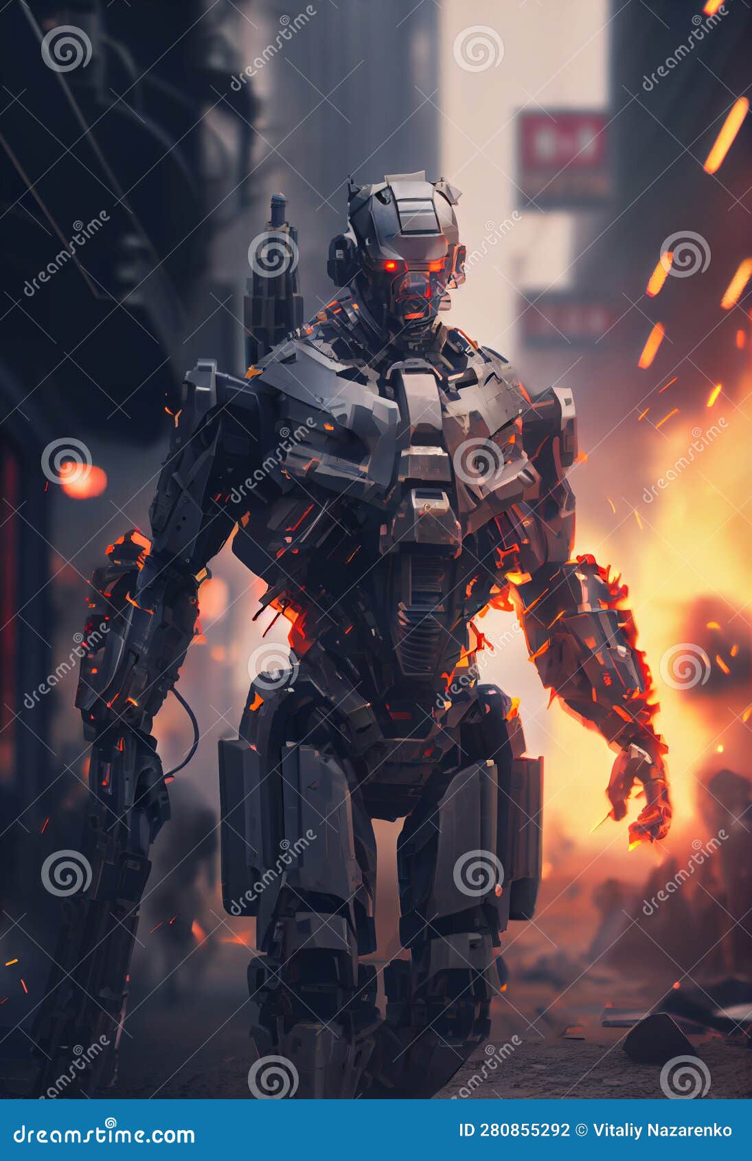 Heavily Armed Combat Robot. AI Generated Stock Illustration ...
