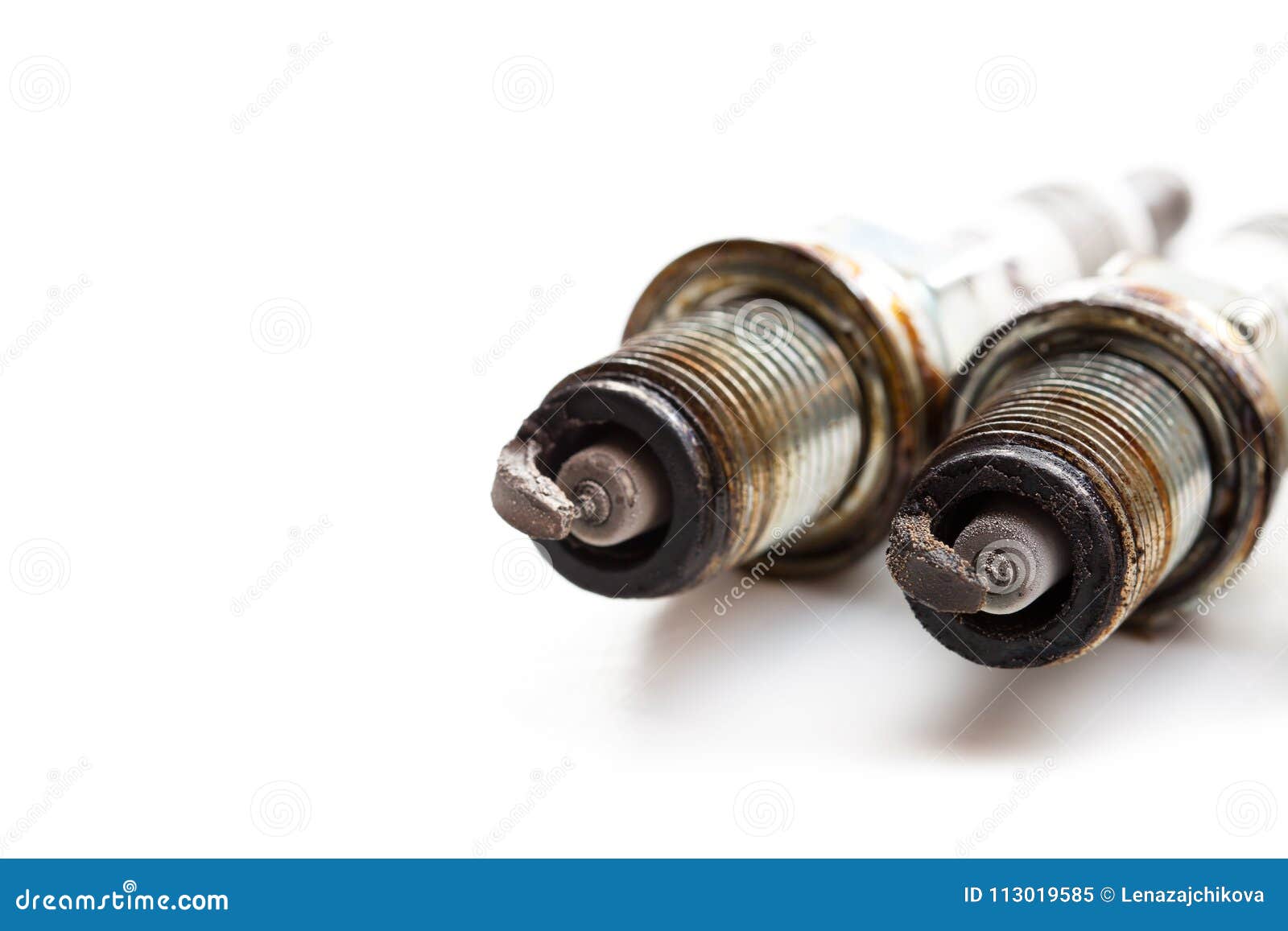 Heavily Worn Spark Plugs Isolated on White Stock Image - Image of ...