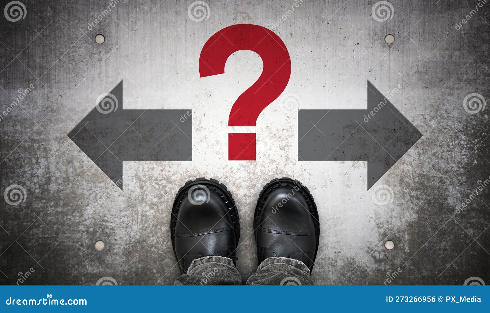 Heavy Black Leather Boots, Two Arrows and Question Mark Stock Photo ...