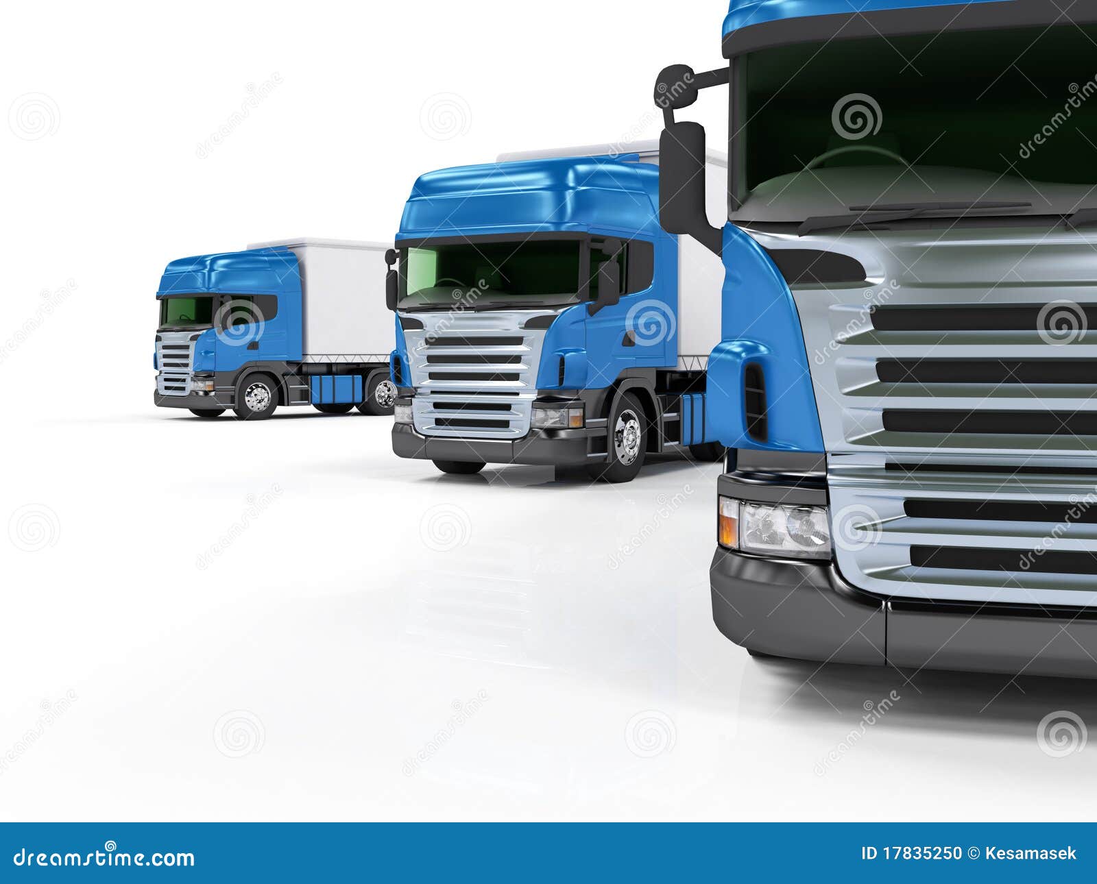 Heavy Blue Trucks Isolated on White Background Stock Illustration ...