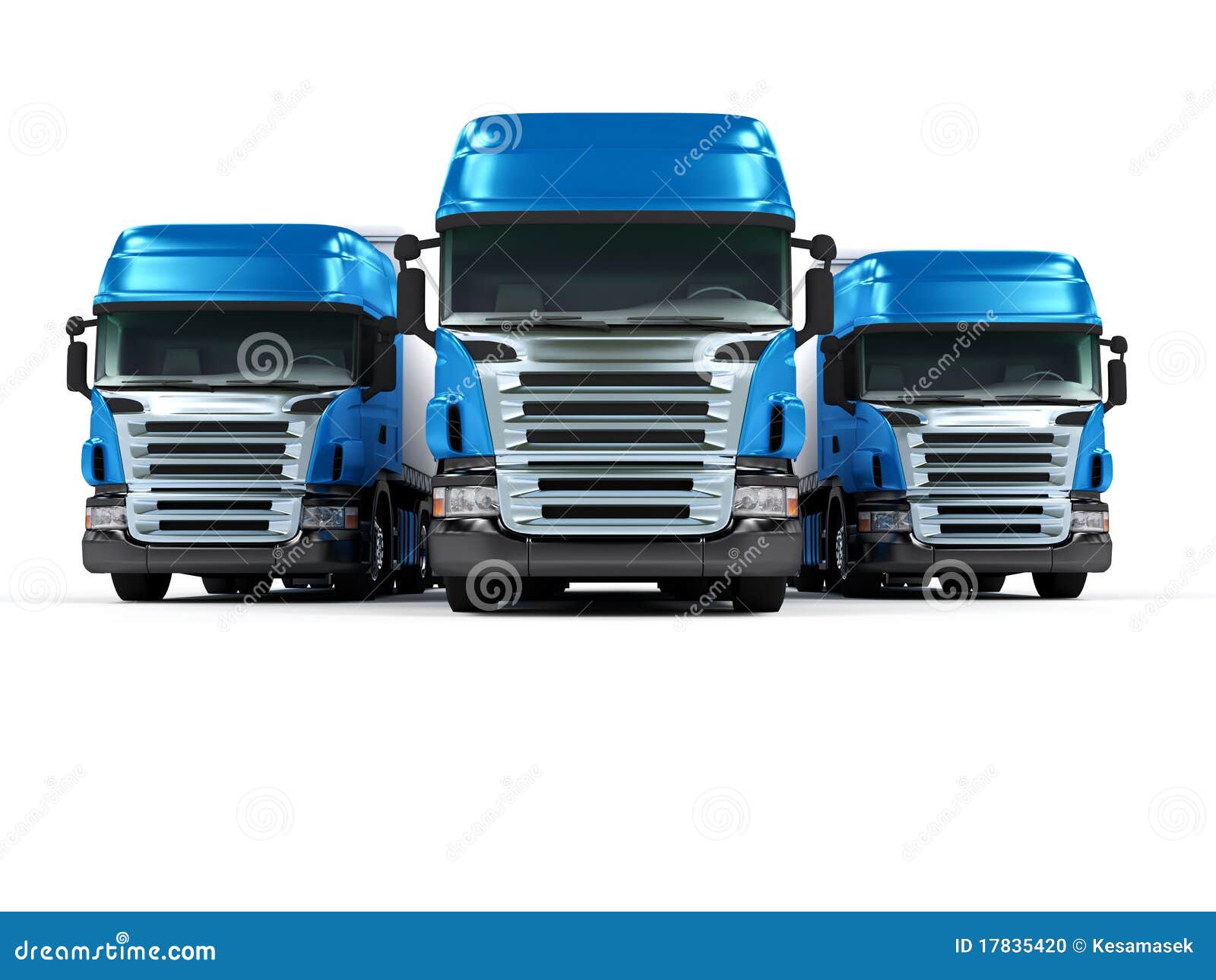 Heavy Blue Trucks Isolated on White Background Stock Illustration ...