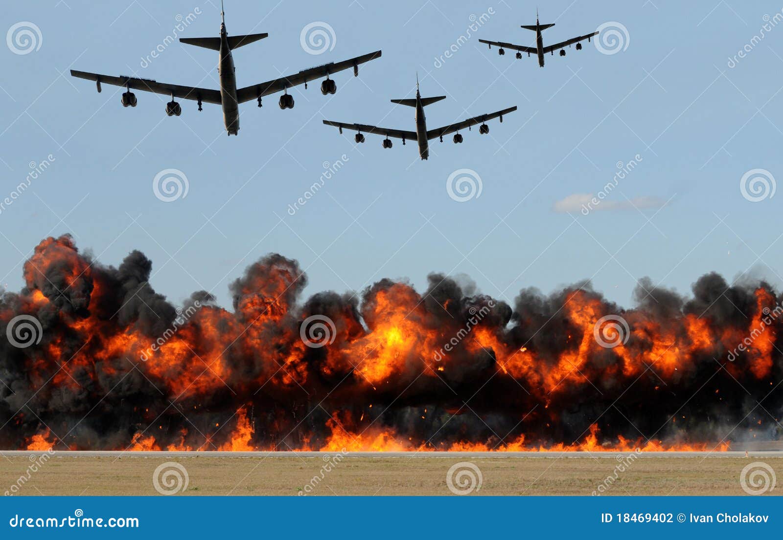 Heavy bombers attacking stock photo. Image of formation - 18469402