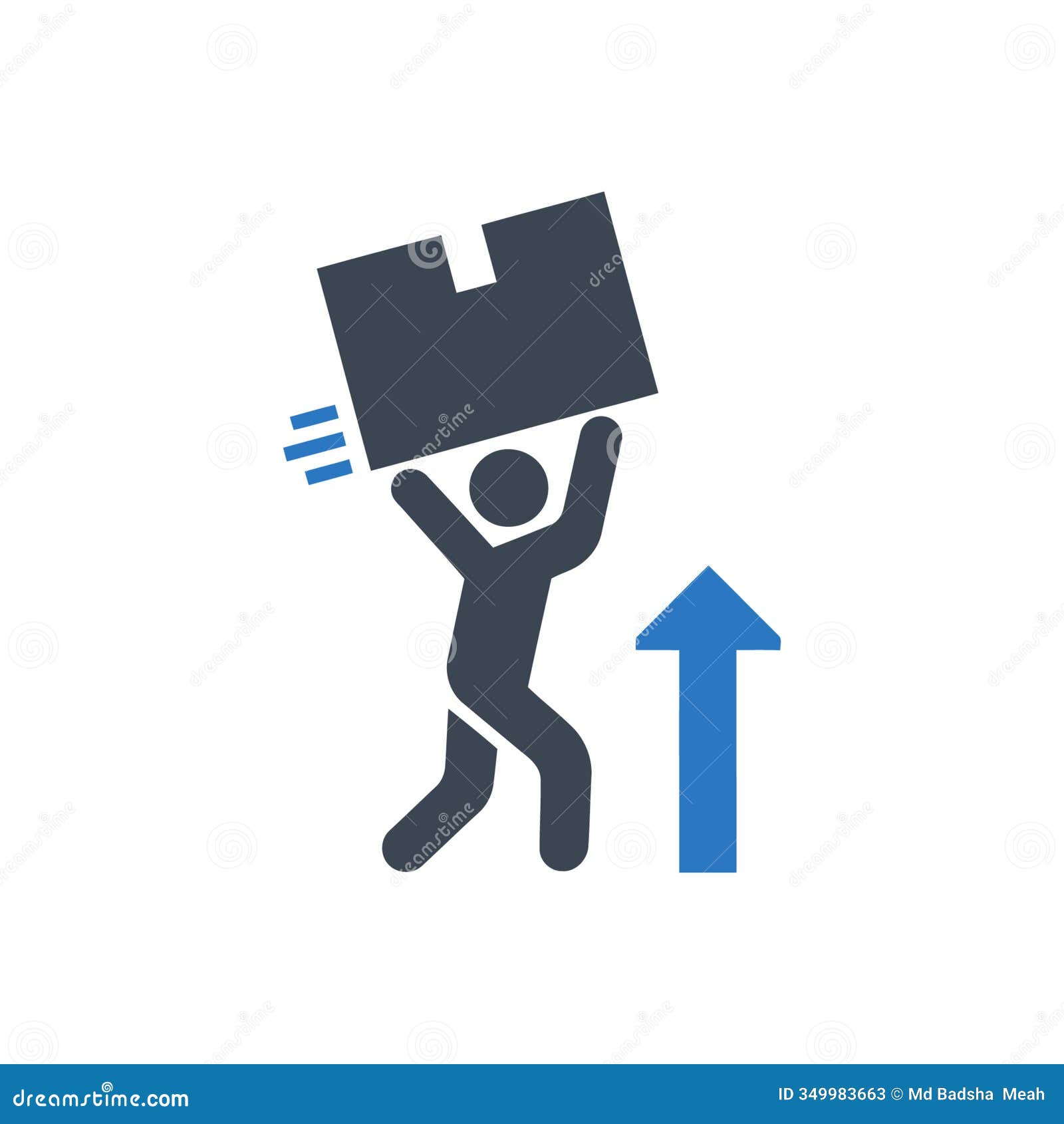 Heavy Box Lifting Icon stock illustration. Illustration of icon - 349983663