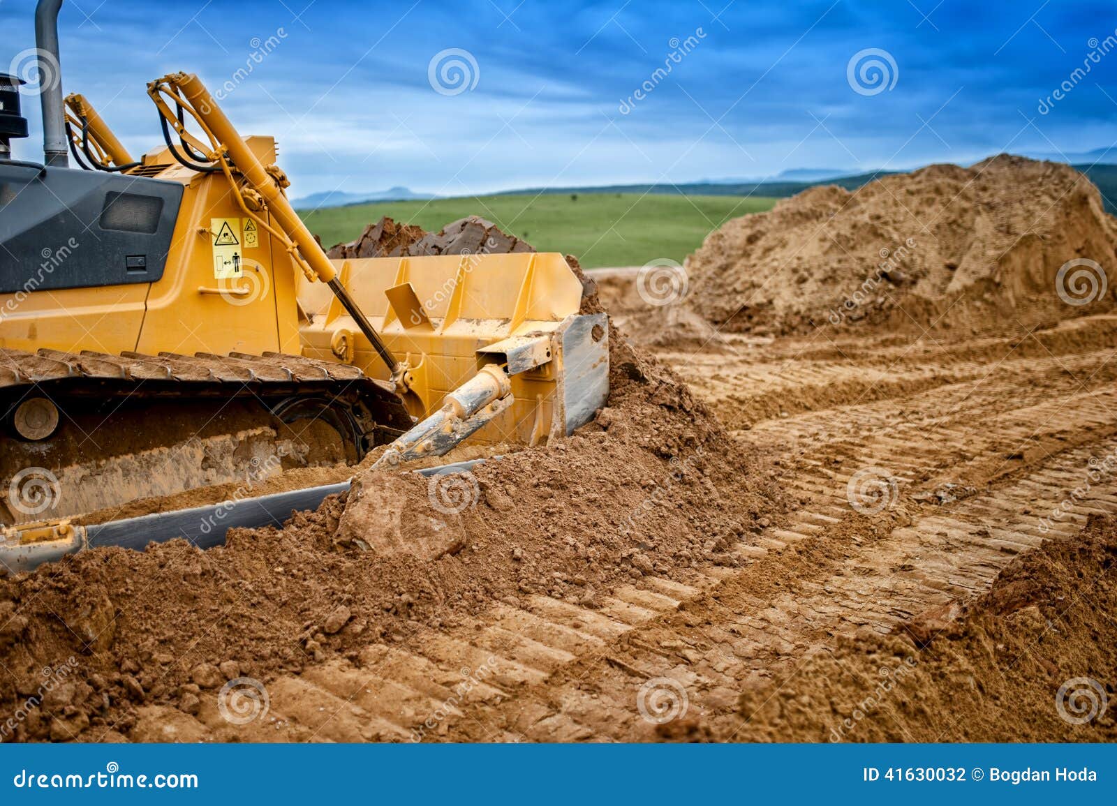 Heavy Bulldozer Moving Sand In Sandpit Royalty-Free Stock Photography ...