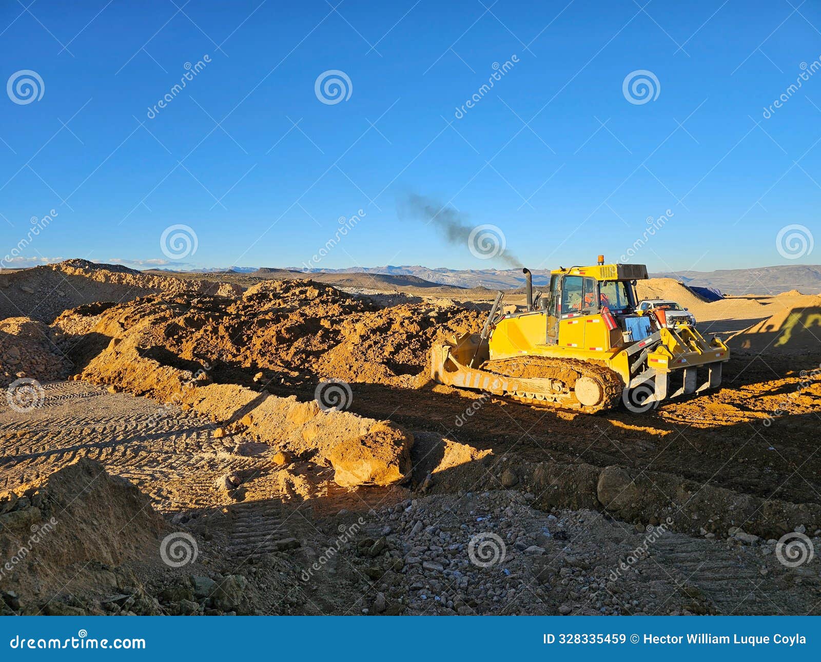 Heavy Bulldozer Machinery Working on Bulkearthworks Stock Image - Image ...