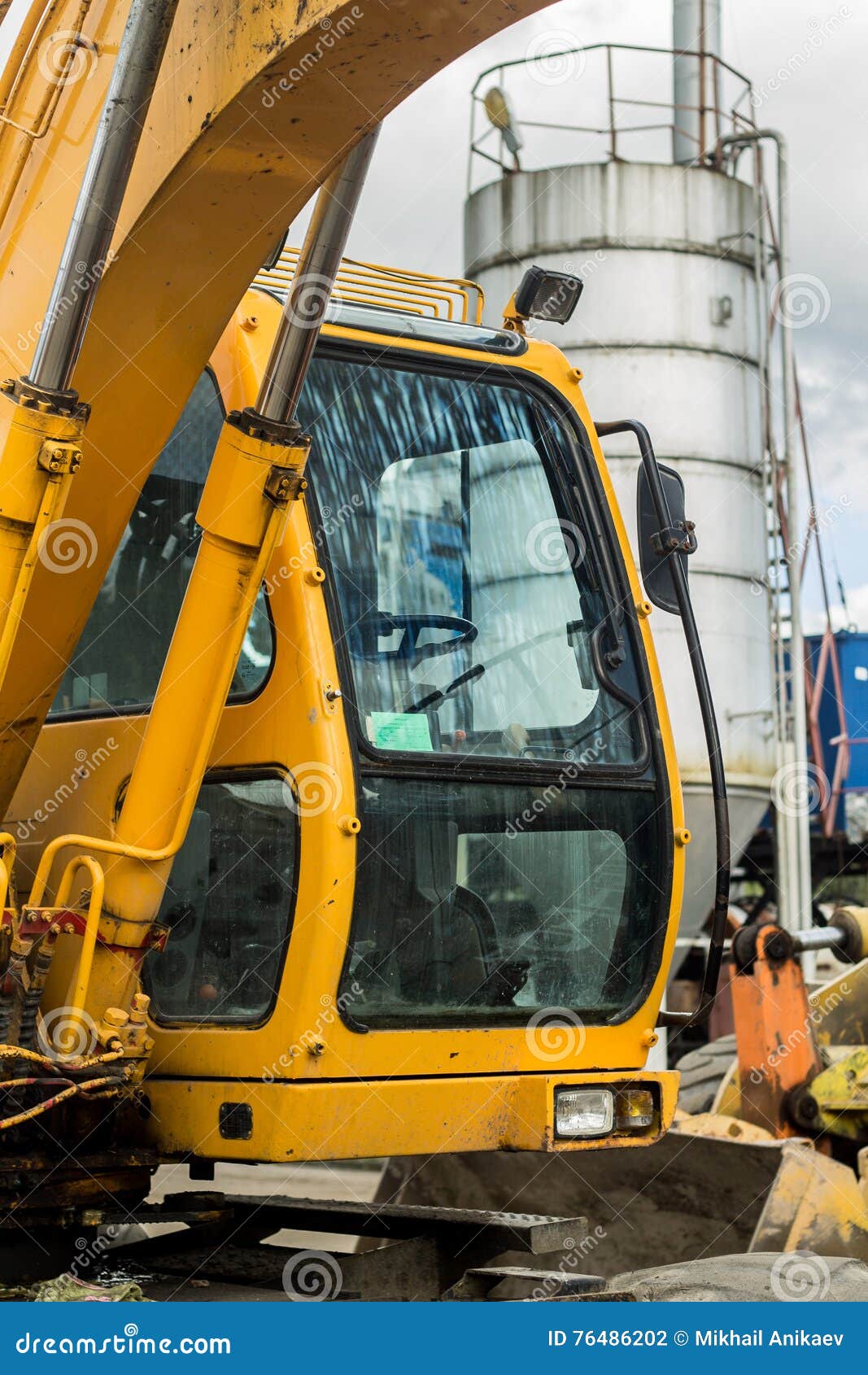 Heavy Bulldozer in the Parking Lot Stock Photo - Image of construction ...