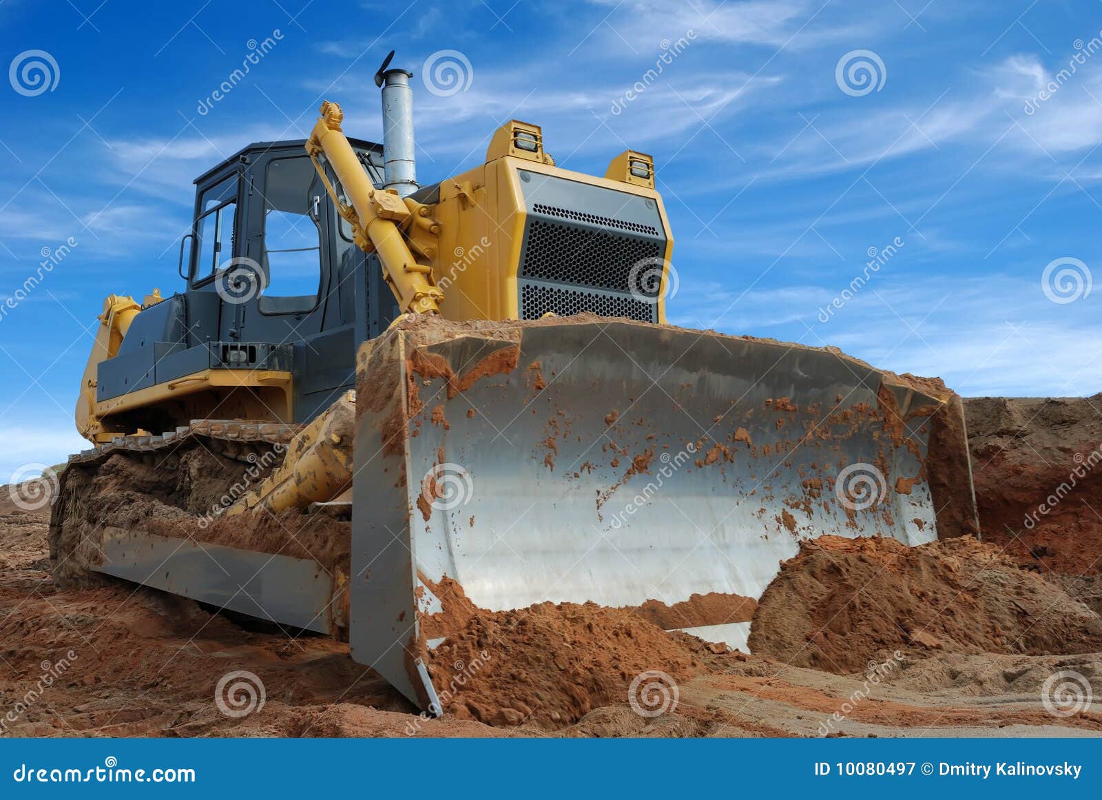 Heavy Bulldozer Moving Sand In Sandpit Royalty-Free Stock Photography ...