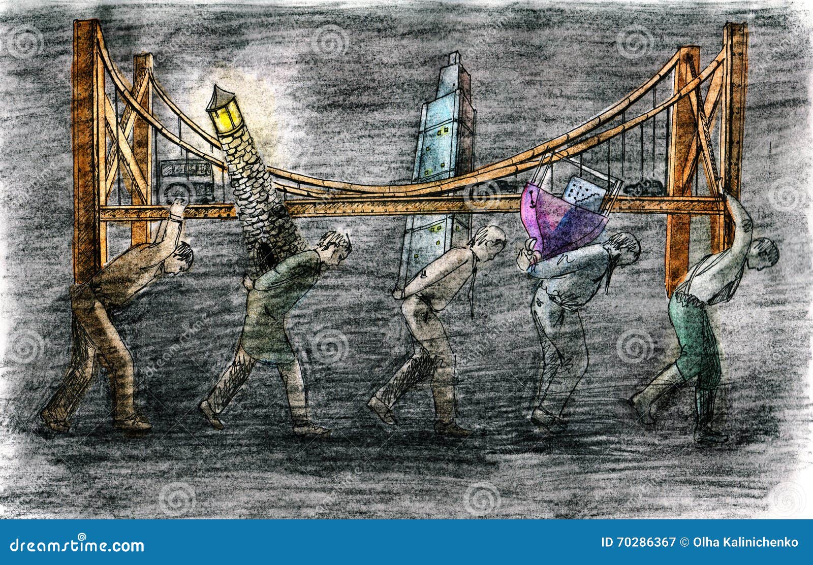 Heavy burden stock illustration. Illustration of build - 70286367