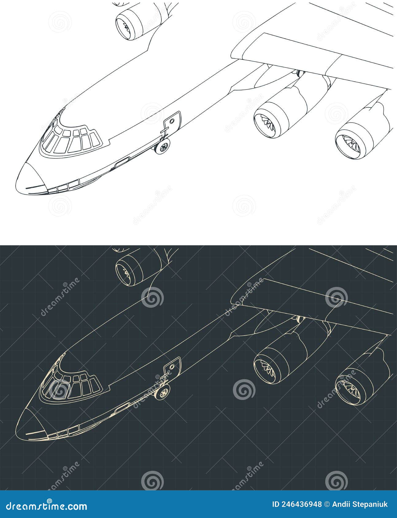 Heavy Cargo Aircraft Drawings Stock Vector - Illustration of airliner ...
