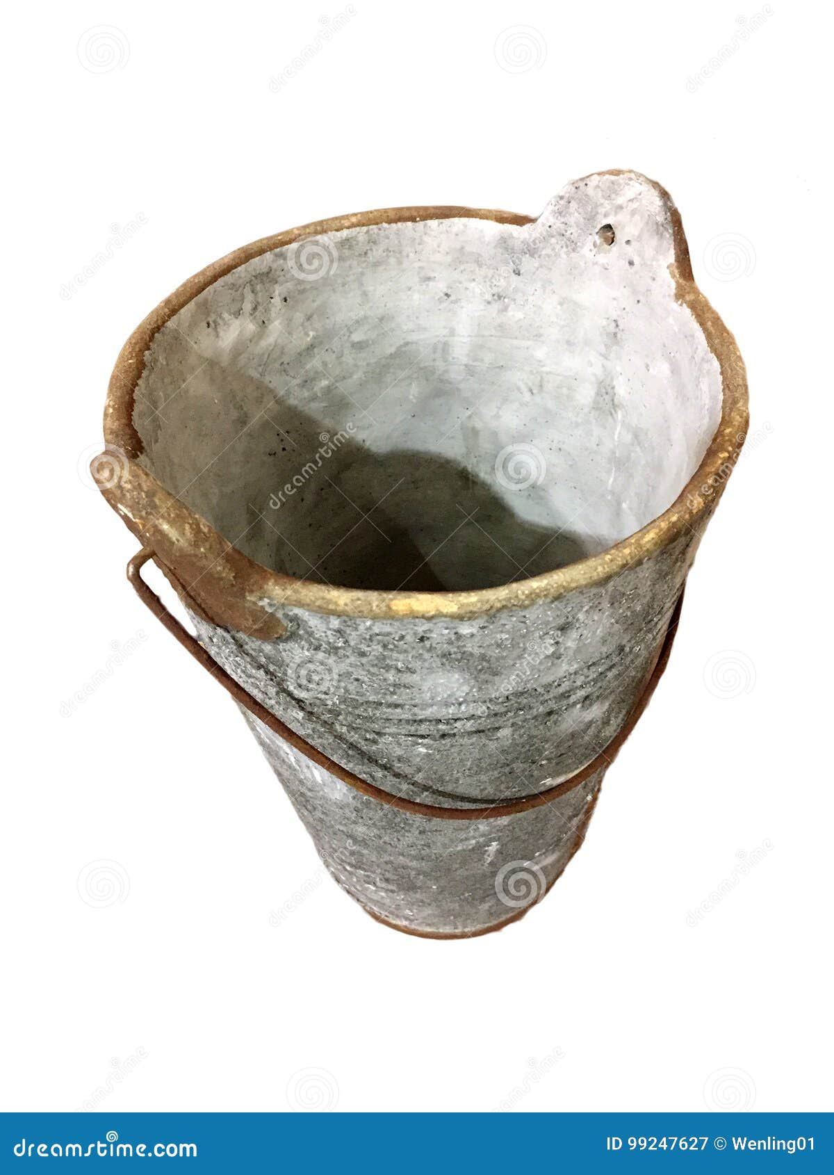 A Heavy Cement Pot with Rusty Handle Stock Image - Image of size, rusty ...