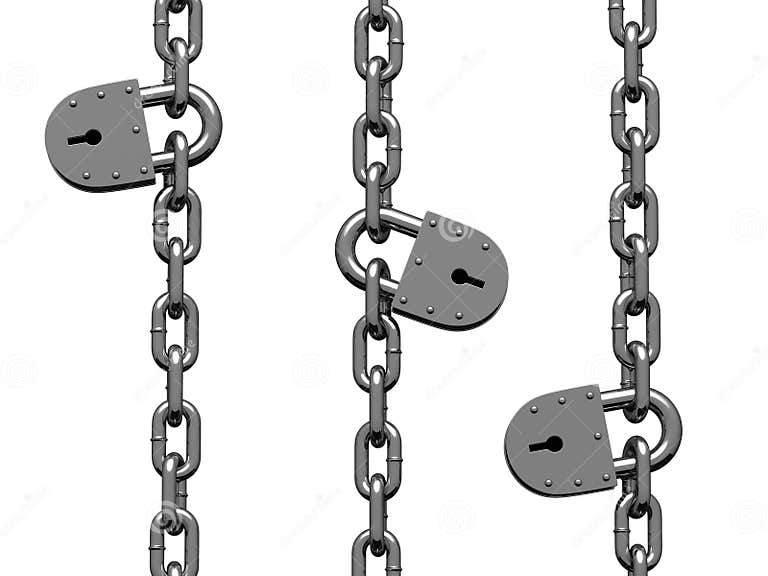 Heavy Chain Drooping Parallel with Iron Locks Stock Illustration ...