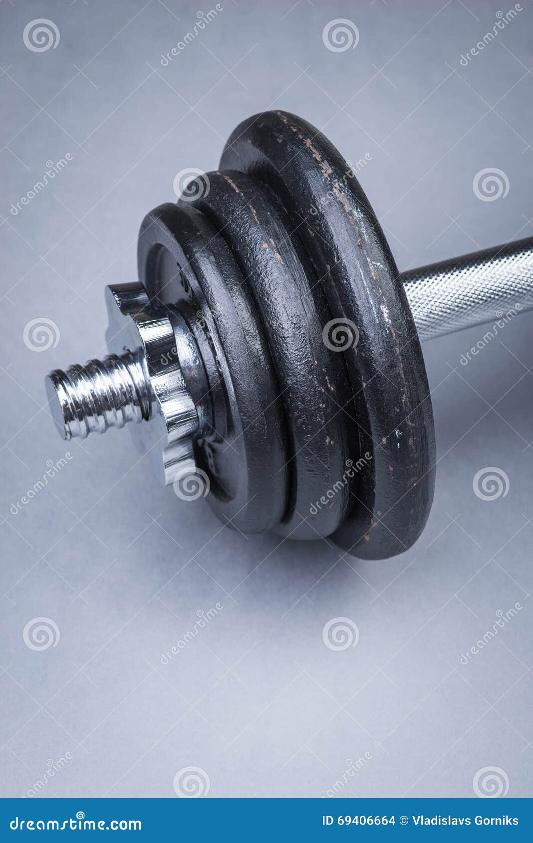 Heavy Classical Dumbbell on Grey Stock Photo - Image of loss, ribbon ...