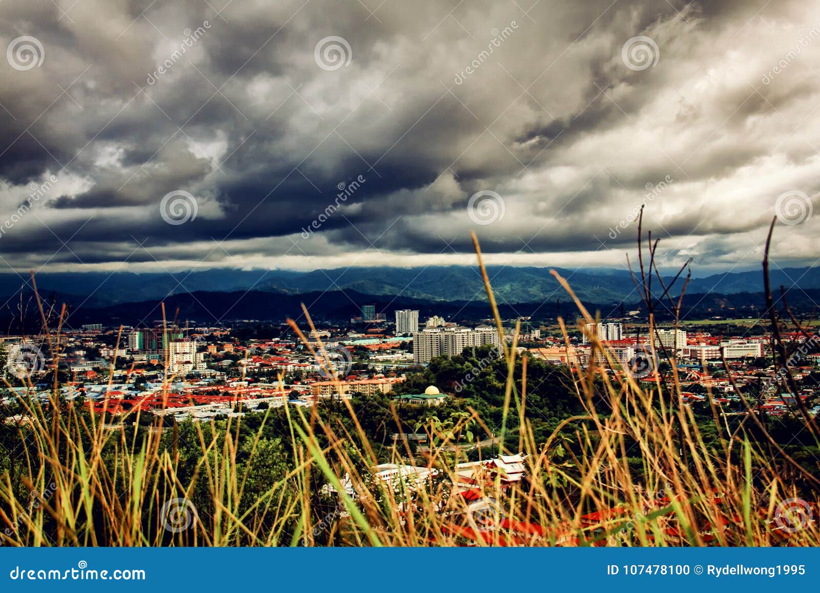 Heavy Cloud Hovering Top of the Small Town. Stock Photo - Image of ...