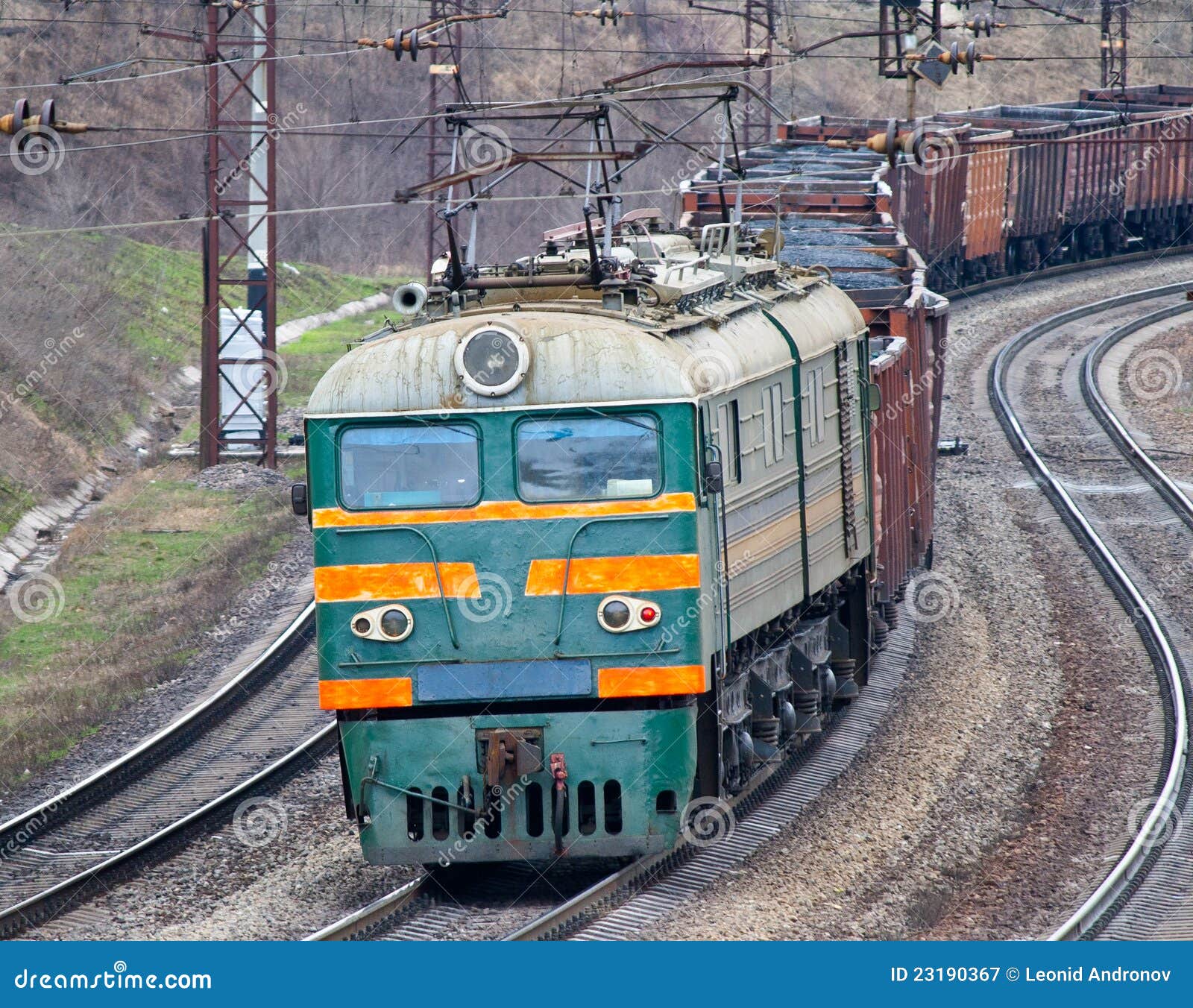 Heavy coal train stock image. Image of catenary, loco - 23190367