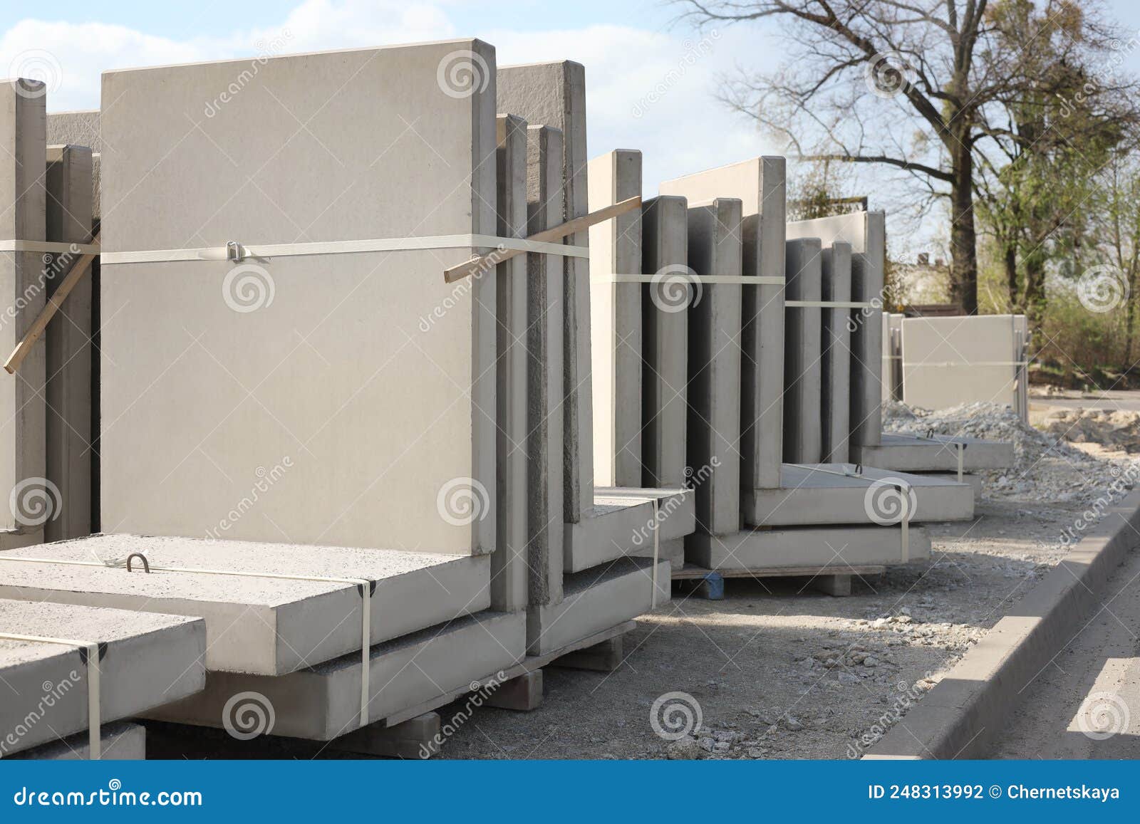 Heavy Concrete Blocks Outdoors on Sunny Day Stock Photo - Image of ...