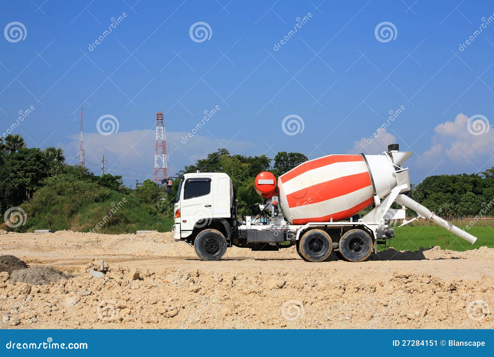 Heavy Concrete Truck on Construction Site Stock Image - Image of cloud ...