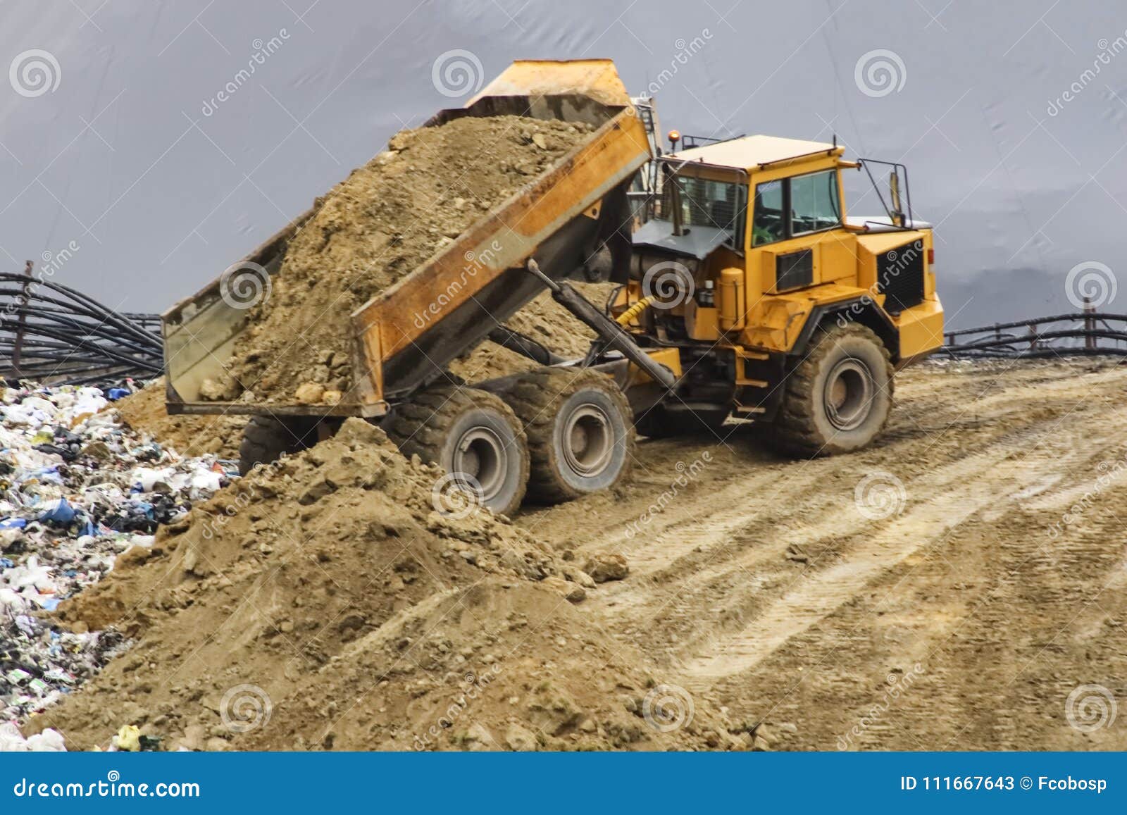 Heavy Construction Dumper at Work Stock Image - Image of work, garbage ...