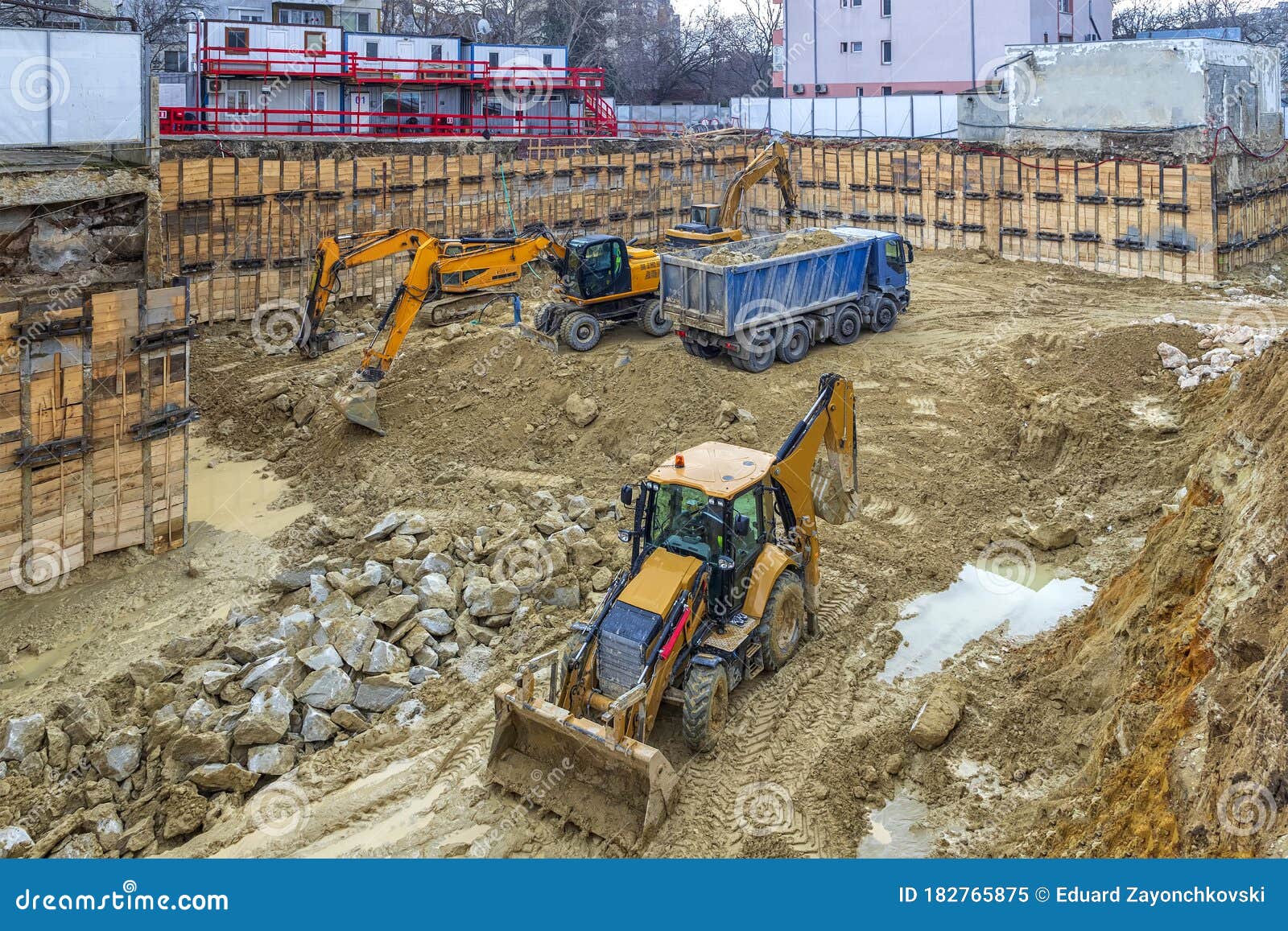 Heavy Construction Equipment Working at the Construction Site Stock ...