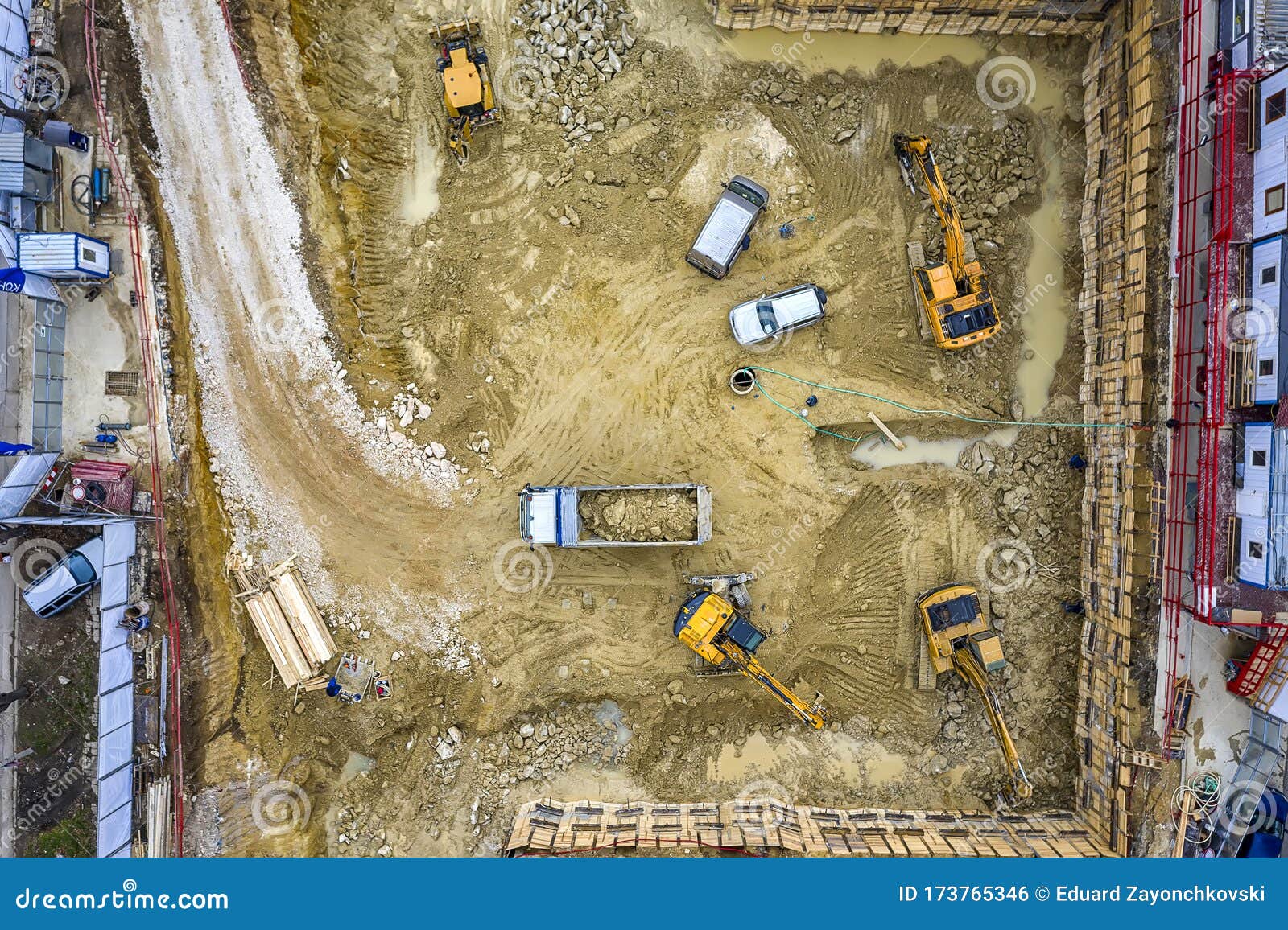 Heavy Construction Equipment Working at the Construction Site. Stock ...